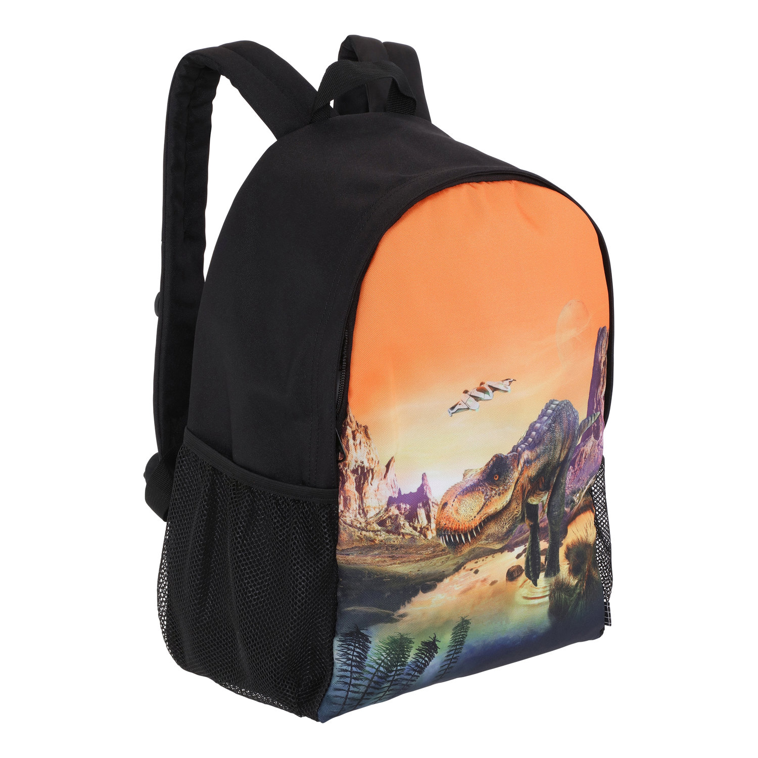 Backpack Solo - Planet T-Rex - Zwarte rugzak met een oranje voorkant ...