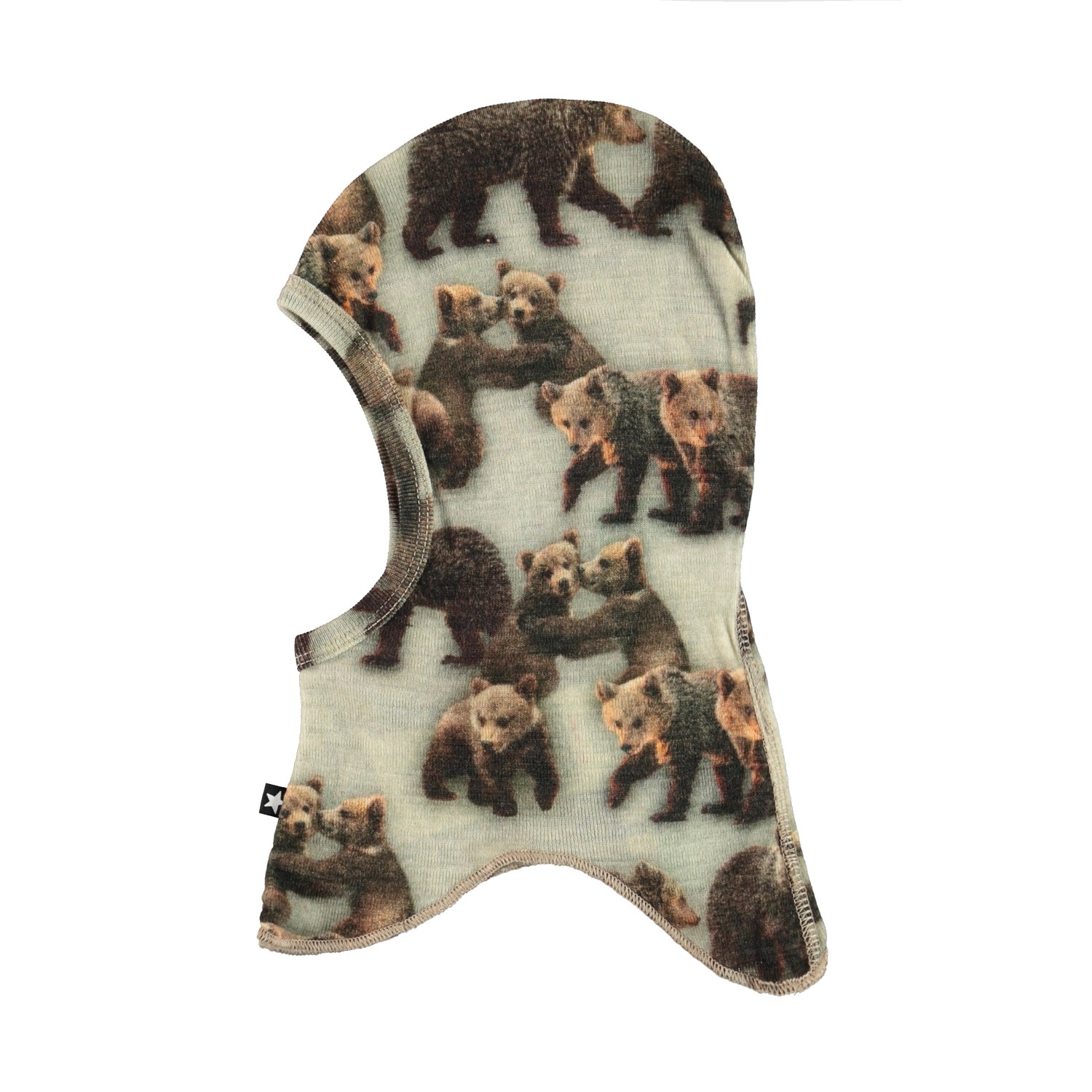 Nedi - Bear Cubs - Brown baby ski mask in wool with bears - Molo