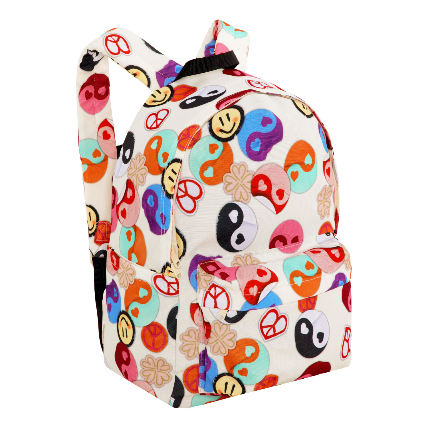 Backpack Mio - Yin Yang - Beige backpack with multi-coloured, all over ...