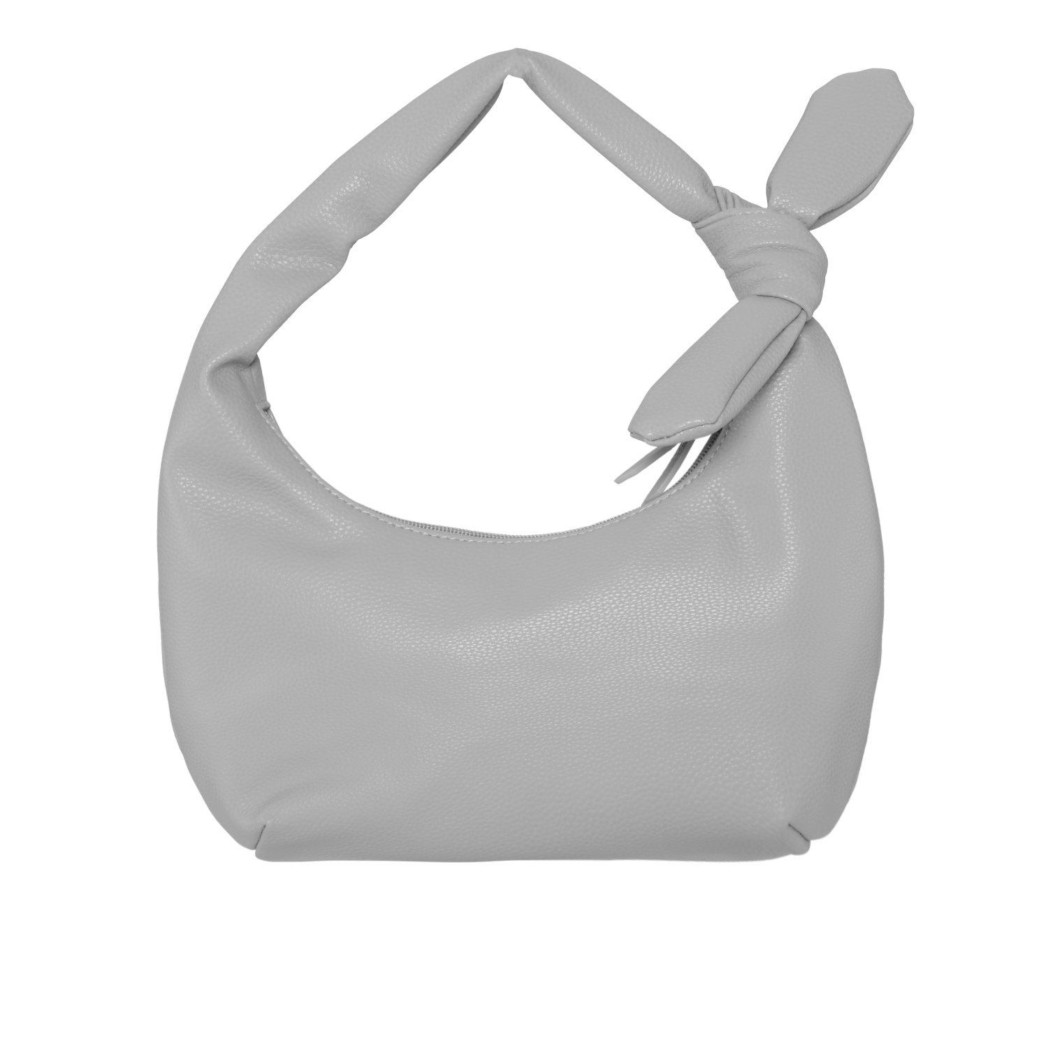 Lupe Bag - Fragile Grey - Grey curved handbag with bow detail and zip ...