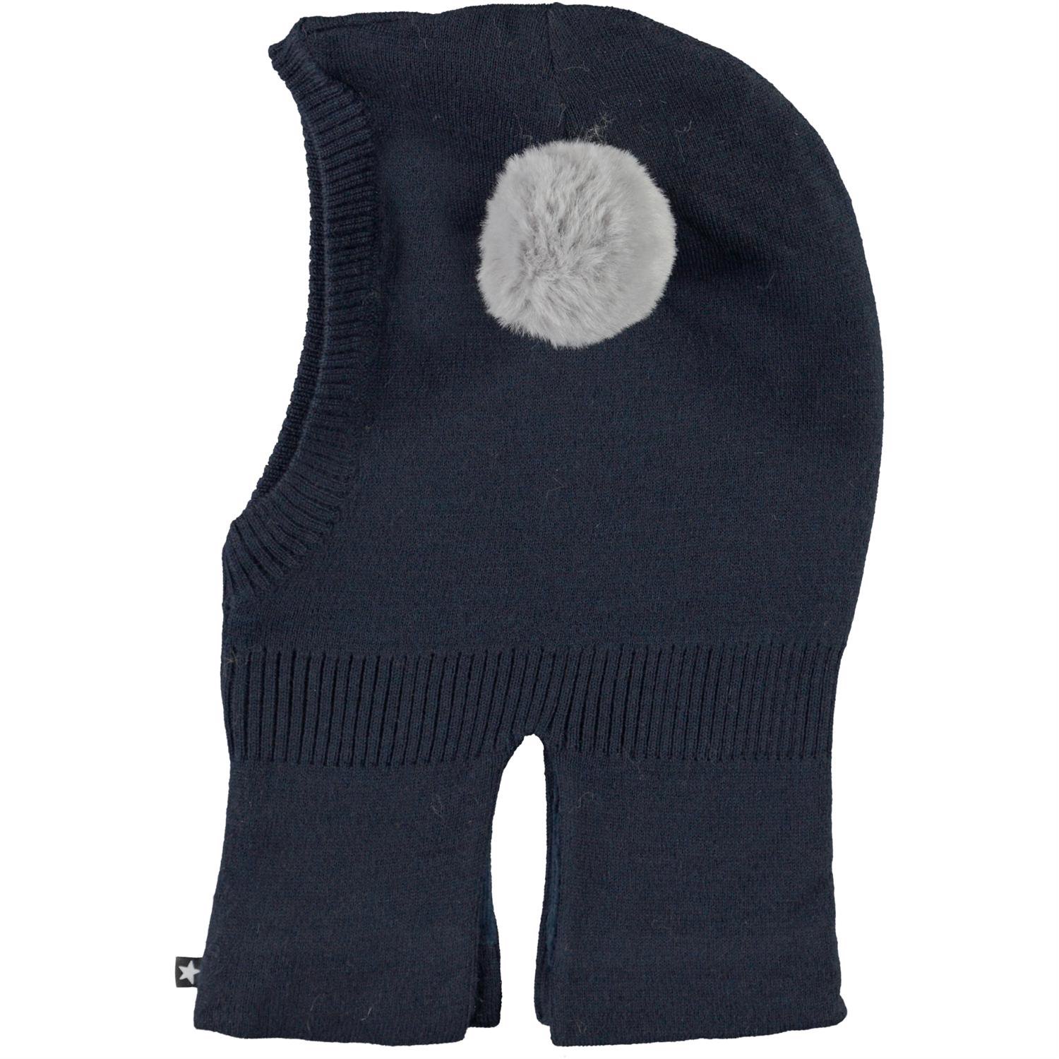 Kado - Carbon - Dark blue ski mask with fur pom pom - Molo