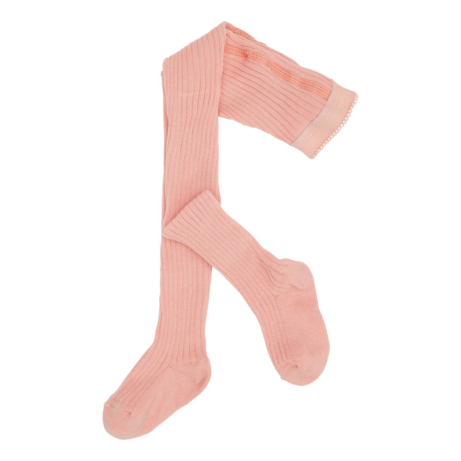 Rib Tights - Petal Blush - Pink ribbed tights in organic cotton with ...
