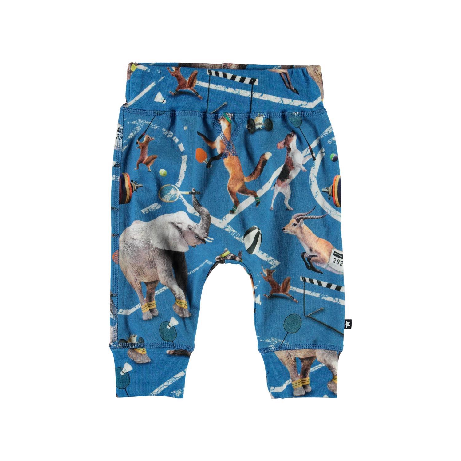 Sammy - Athletic Animals - Blå baby bukser med dyre print - Molo