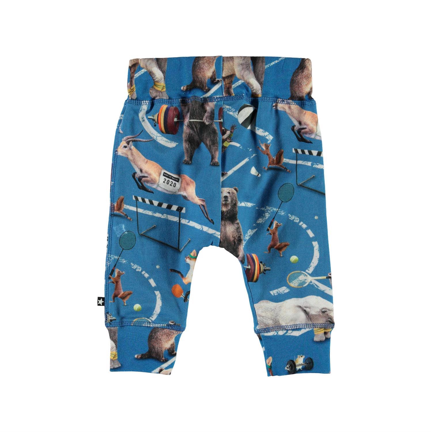 Sammy - Athletic Animals - Blå baby bukser med dyre print - Molo