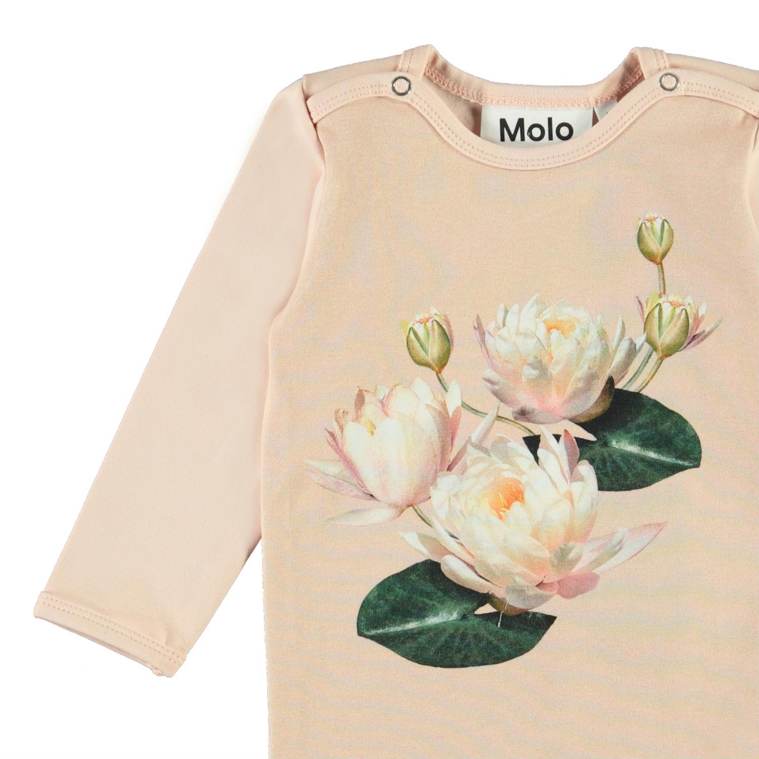 Foss - Water Lily Baby - Pink organic baby bodysuit with water lily ...