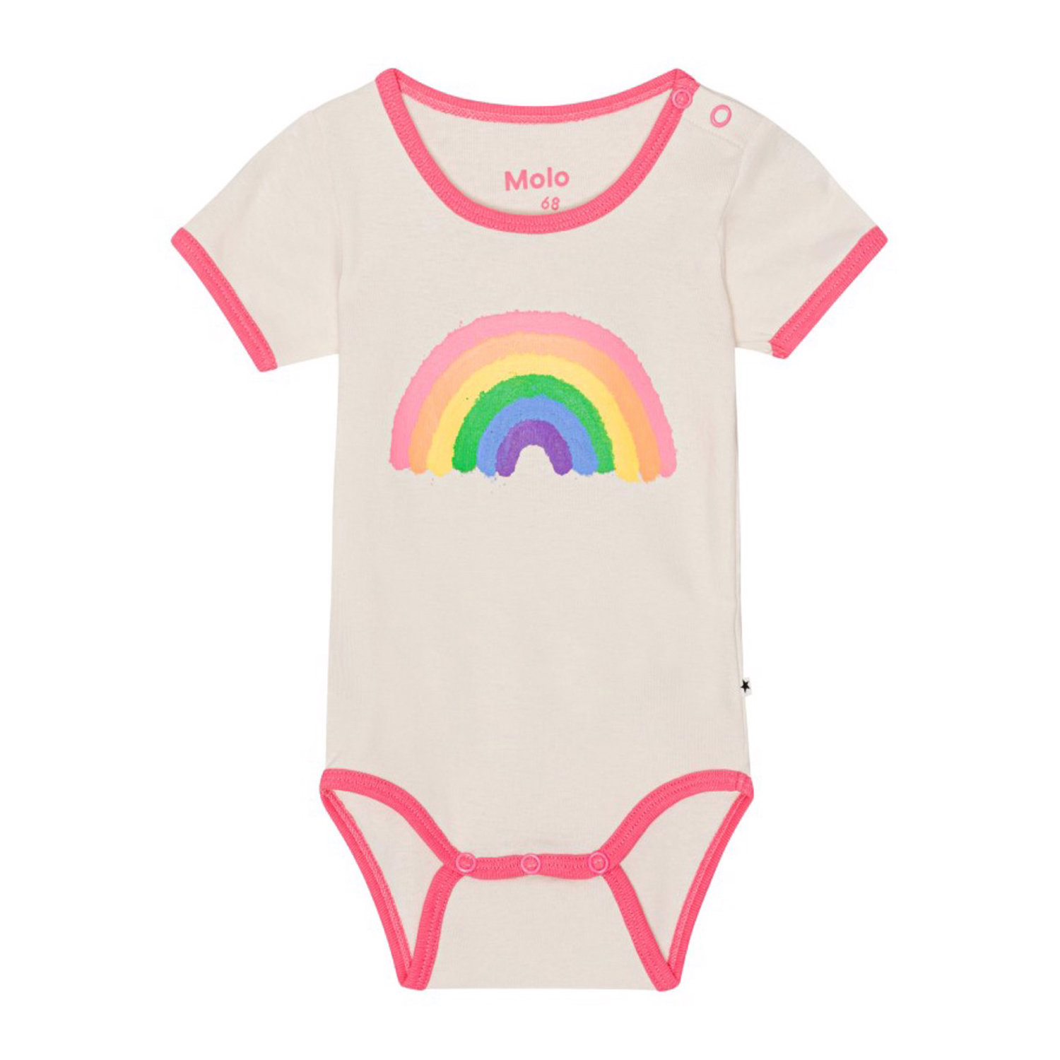Fossie - Retro Rainbow - Short sleeve, off-white baby bodysuit in ...