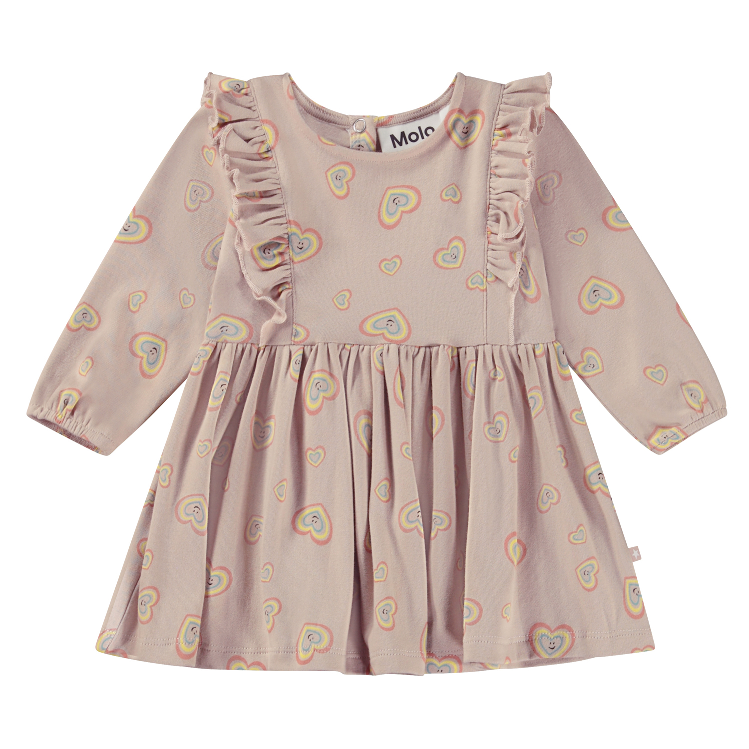 Chocho - Mini Aura Hearts - Organic baby dress in pink with heart print ...
