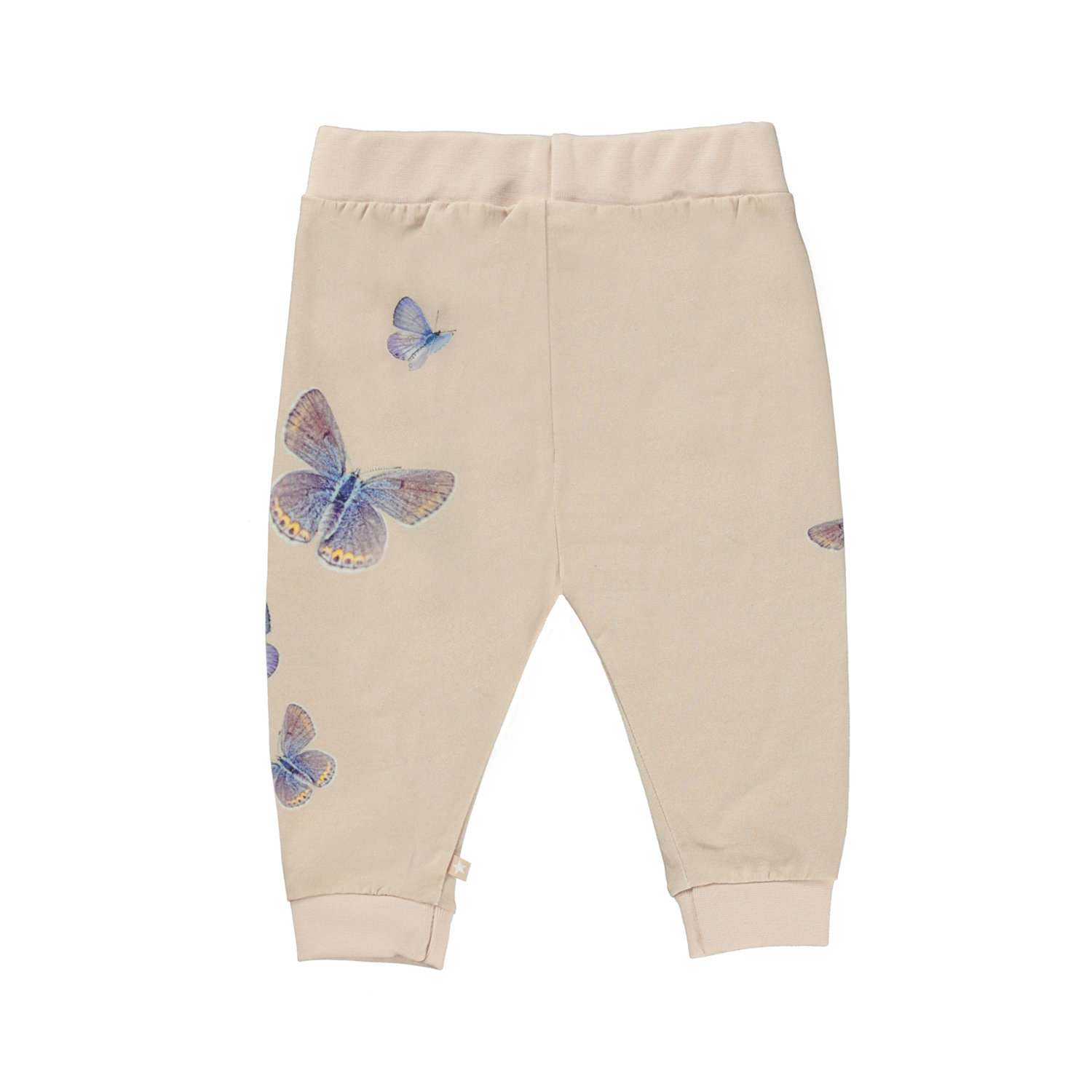Susanne - Blue Butterflies - Pink organic baby trousers with blue ...