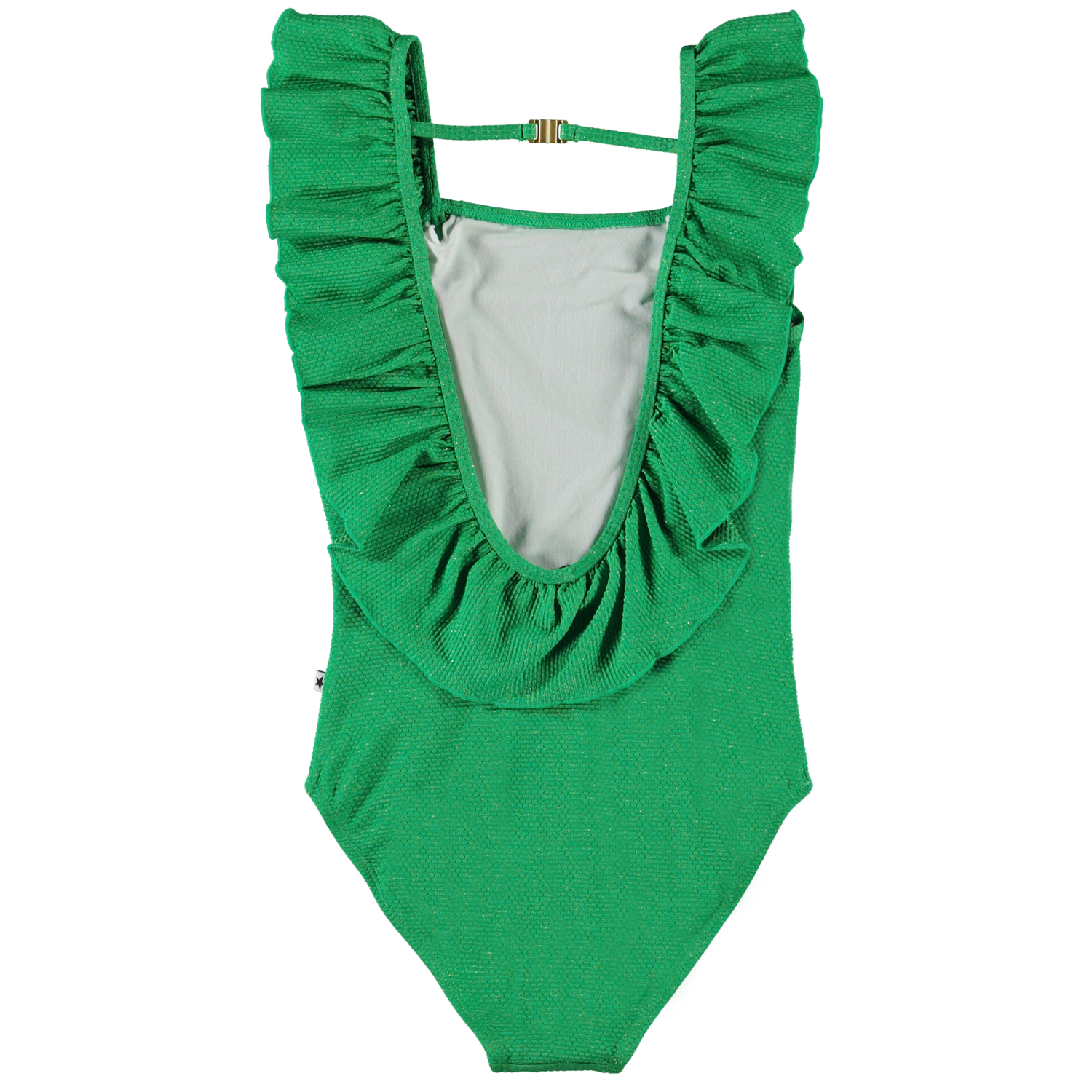 Nathalie - Green Bee - Groene badpak met ruches zijkanten - Molo