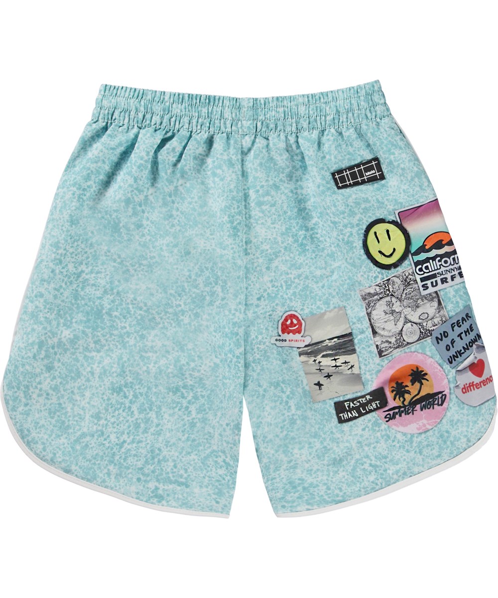 Nox - Stickers - Lichtblauwe zwemshort met stickers - Molo