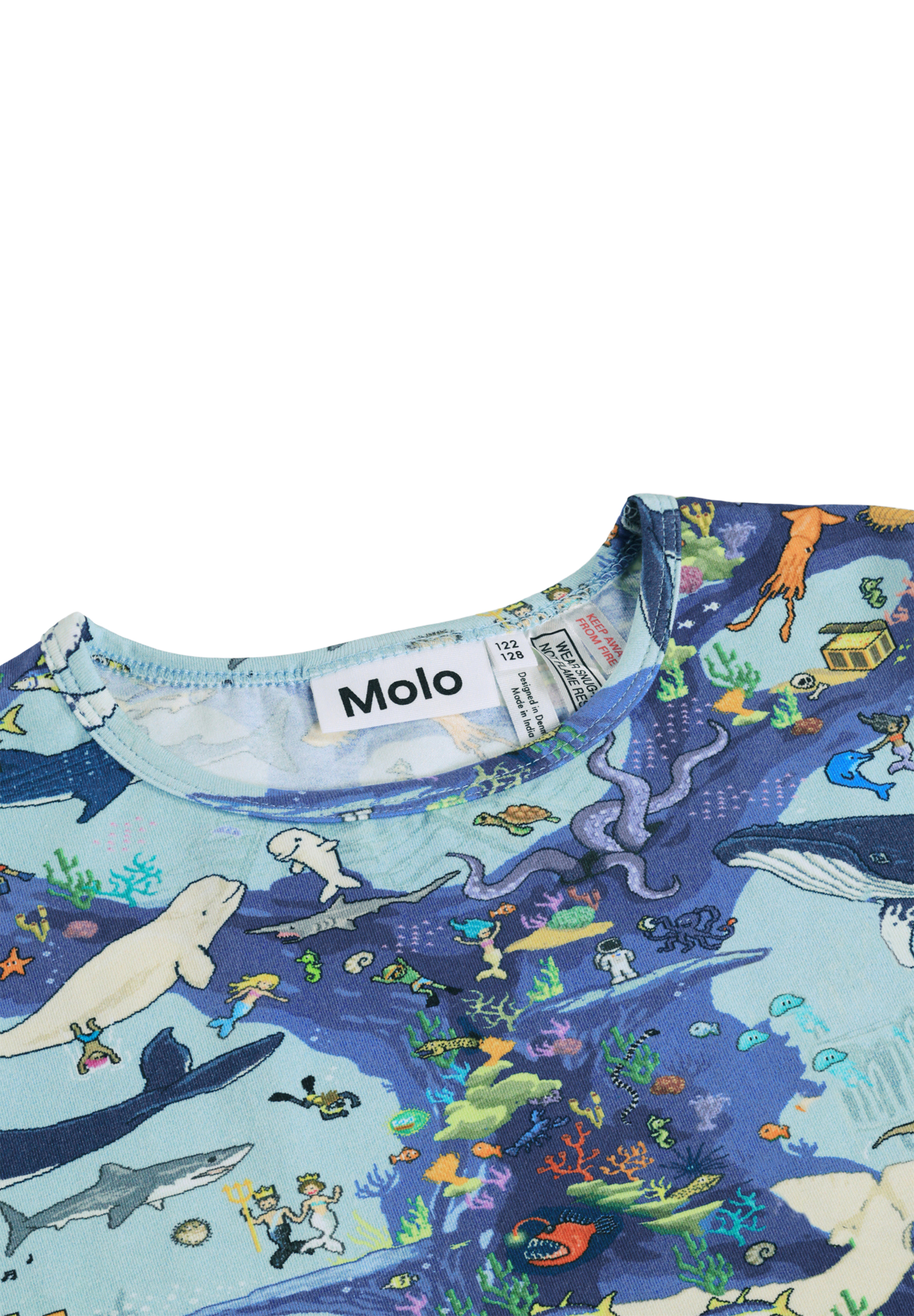 Luvis - Pixel Sea - Blå tvådelad pyjamas för barn i ekologisk bomull ...