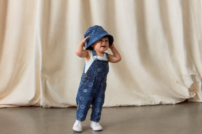 Spark - Blue Happiness - Blauwe spijker baby tuinbroek met smileys - Molo
