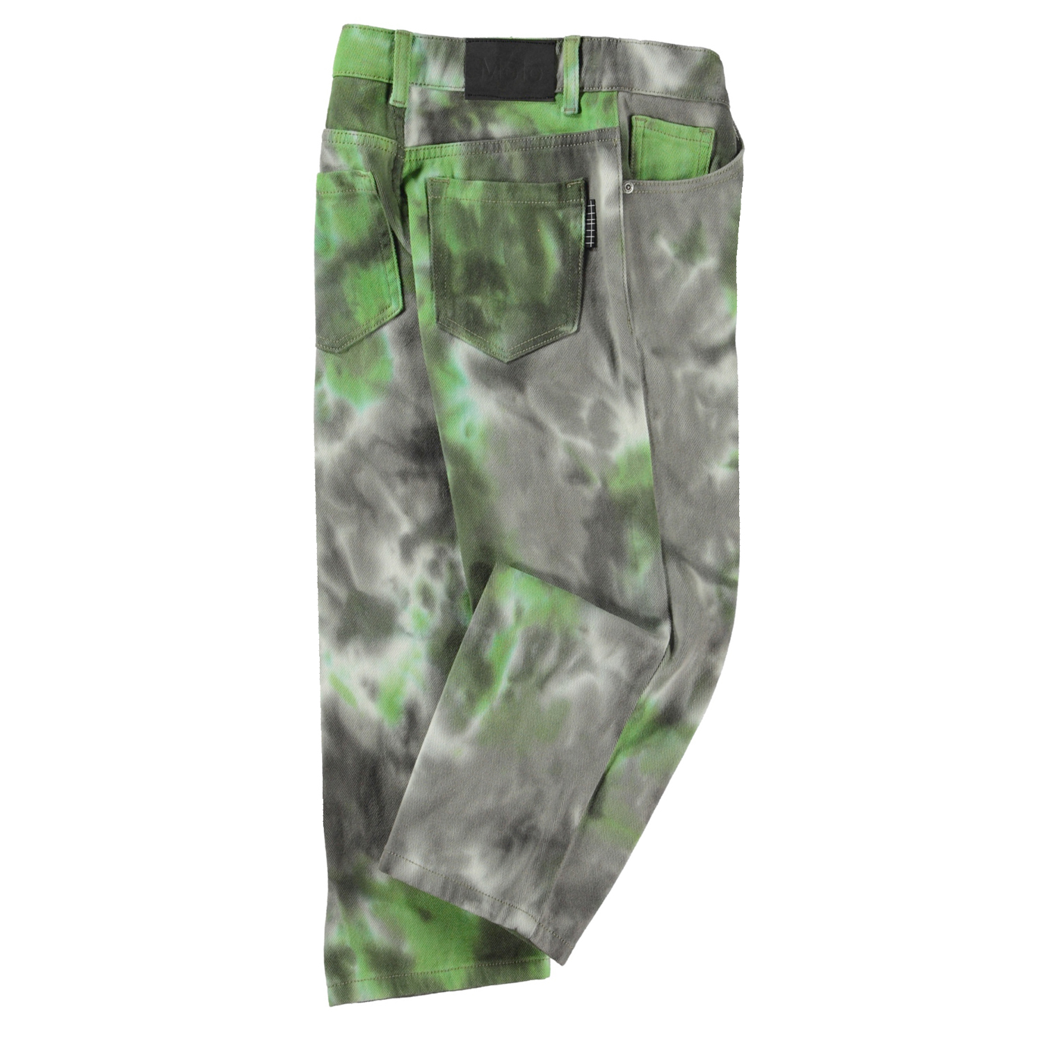 Aiden - Greenish Tiedye - Brede unisex jeans i grå og grøn tie-dye - Molo