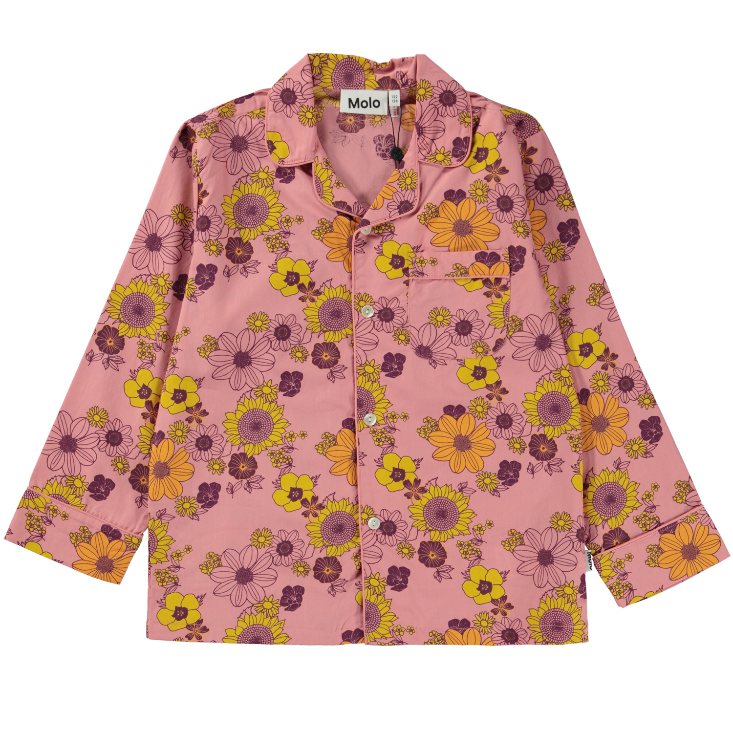 Lex - Rose Retro - Pink organic pyjamas set with all over floral print ...