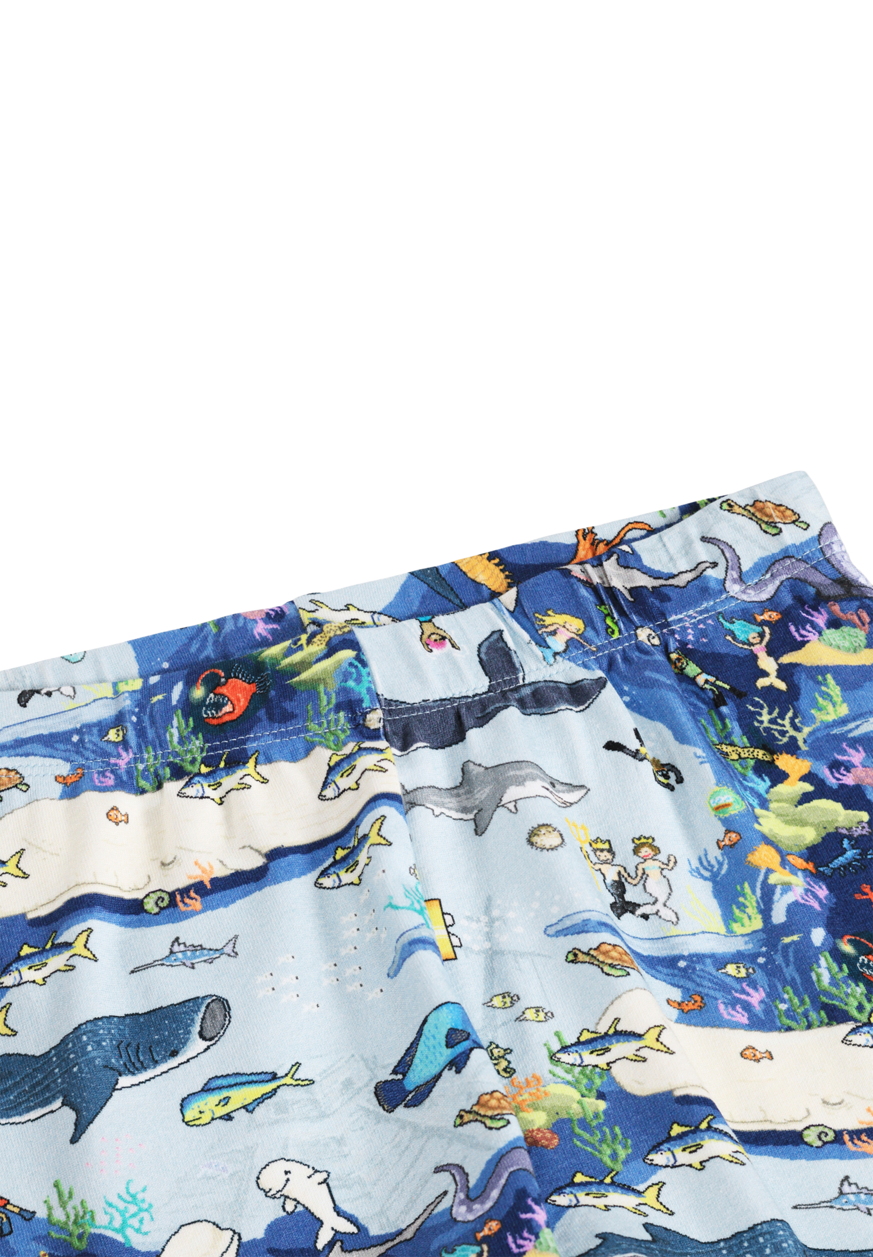 Lou US - Pixel Sea - Blue two-piece pyjamas for children made of organic cotton with a print - Molo