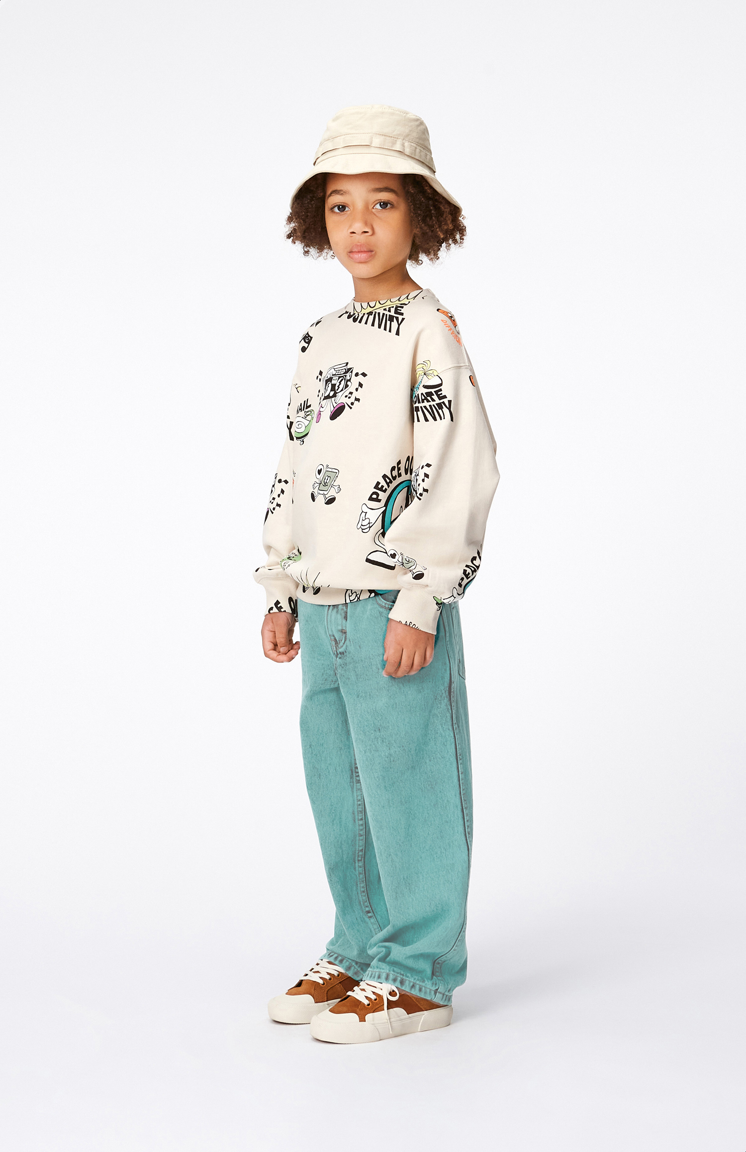 Aiden - Pacific Overdye - Unisex jeans in turquoise washed cotton - Molo