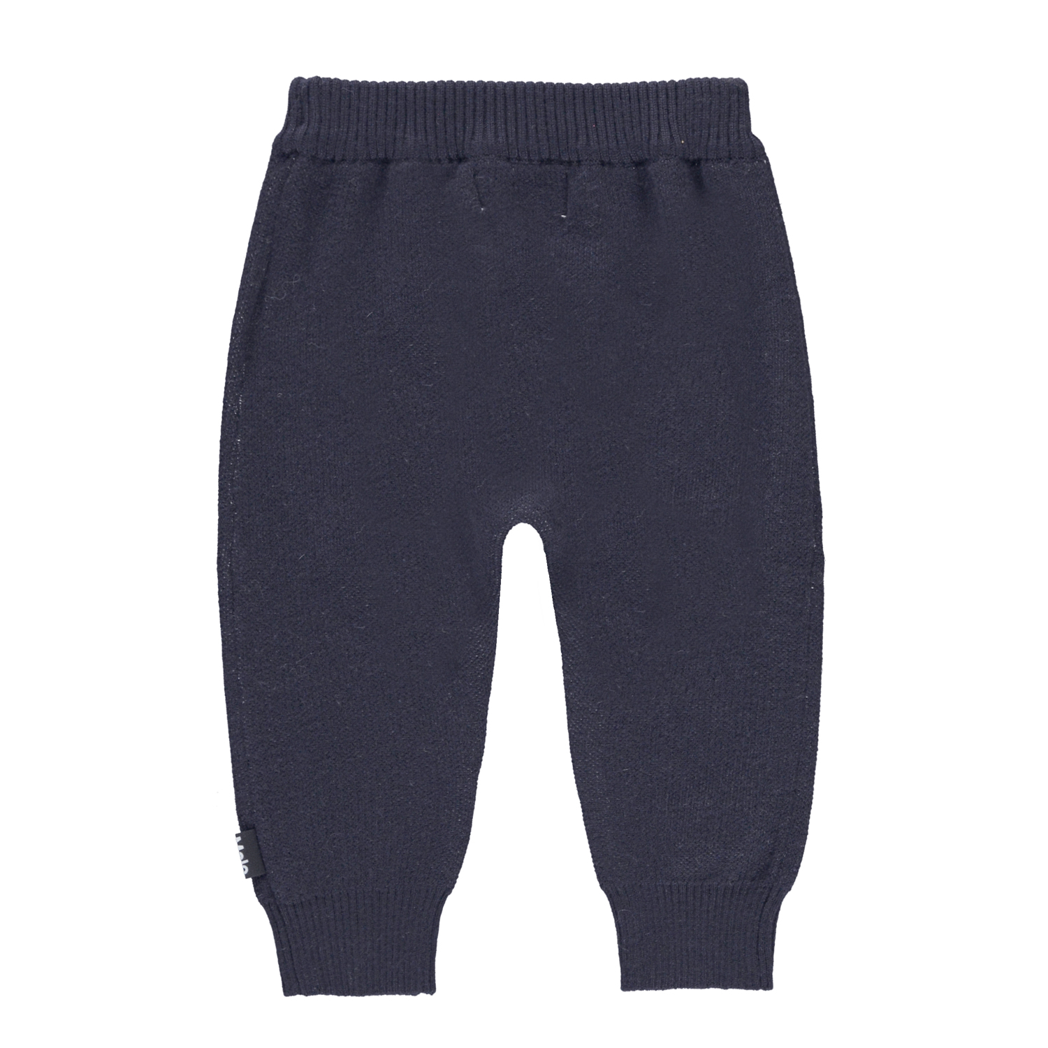 Sol - Galaxy Blue - Dark blue knit baby trousers with smiley faces - Molo