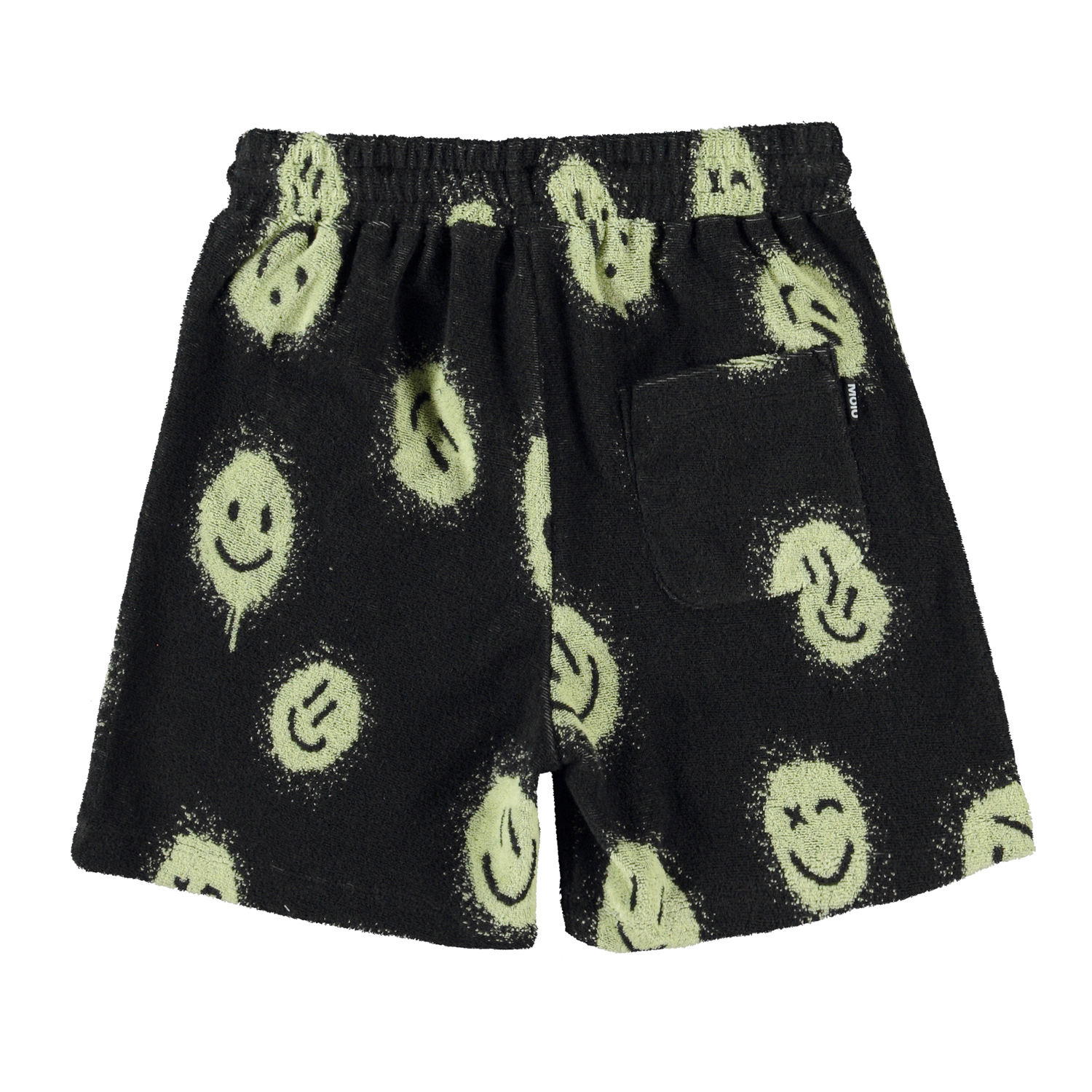 Abay - Happy Sunny - Black terry shorts with smiley faces - Molo
