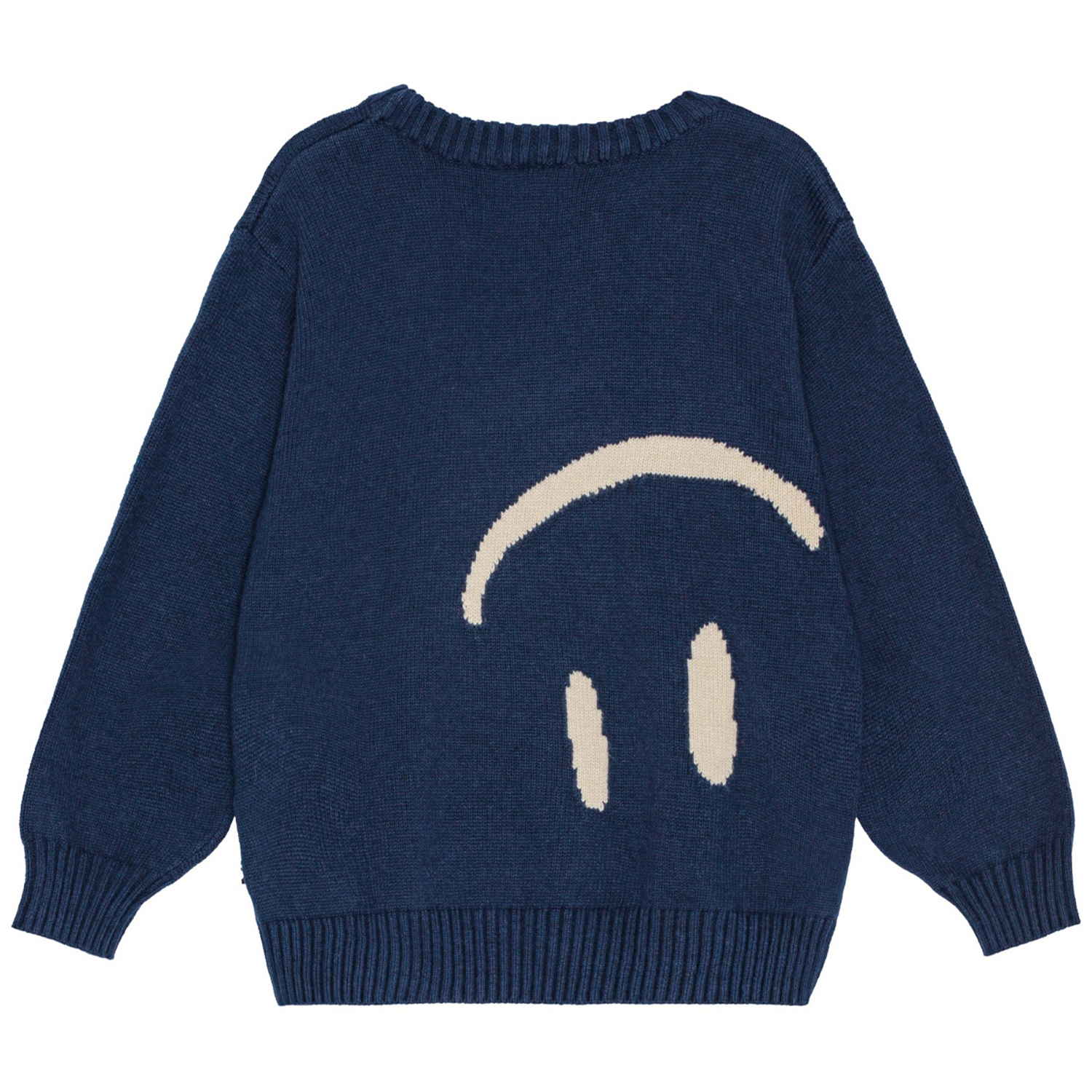 Bello - Big Smile - Loose-fitting dark blue knitted jumper with smiling ...