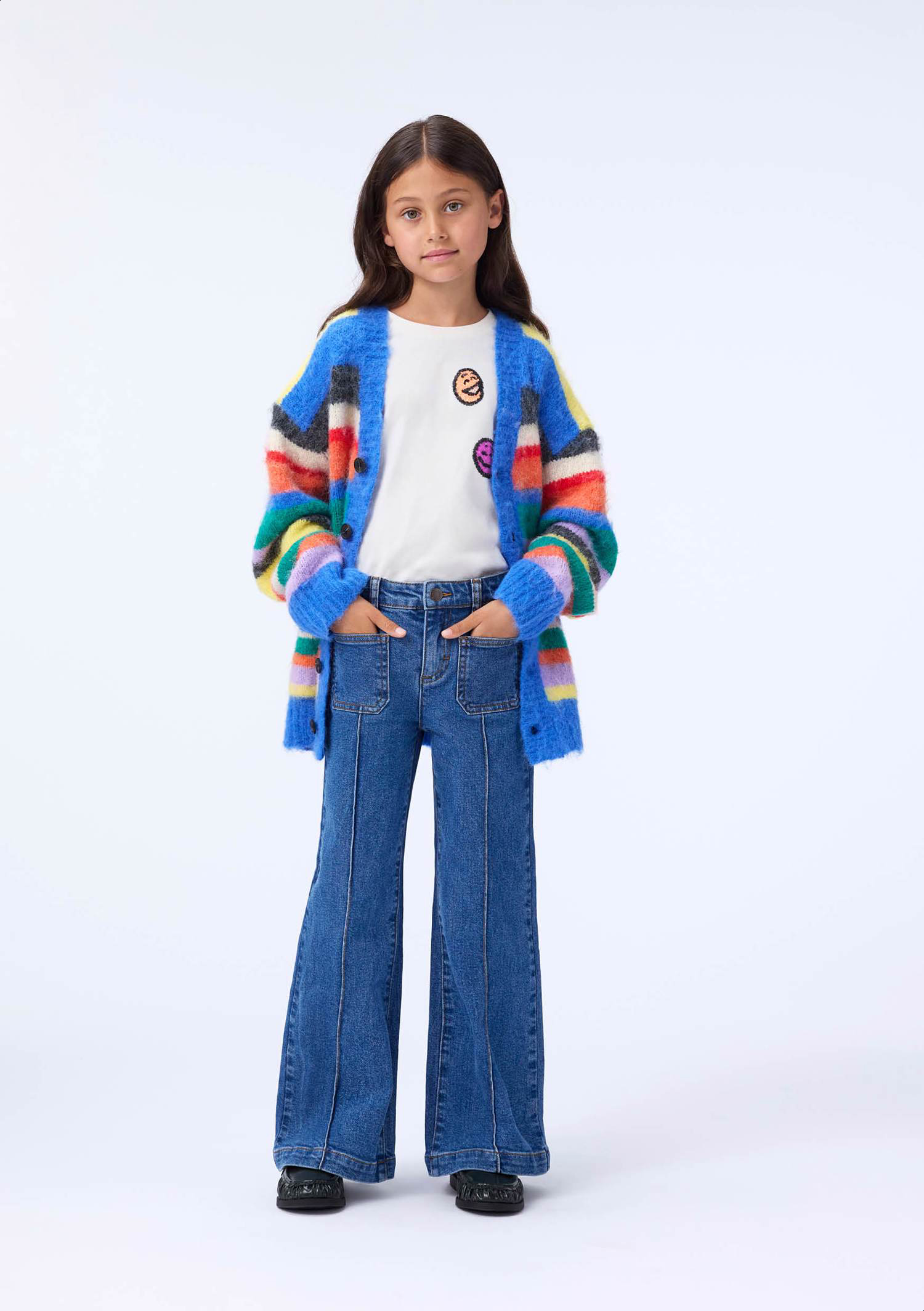 Brutus - Fuzzy Stripe - Fluffy multicolored striped cardigan for ...