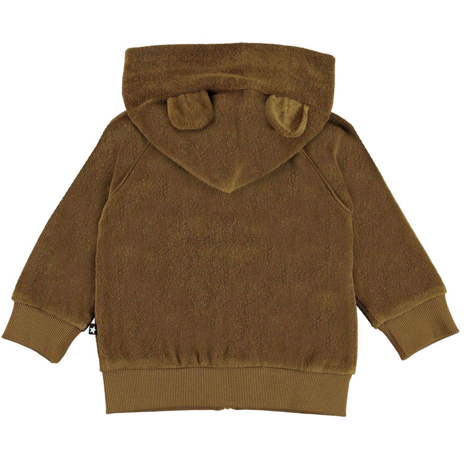 Dirk - Oak - Brown baby hoodie in velour - Molo