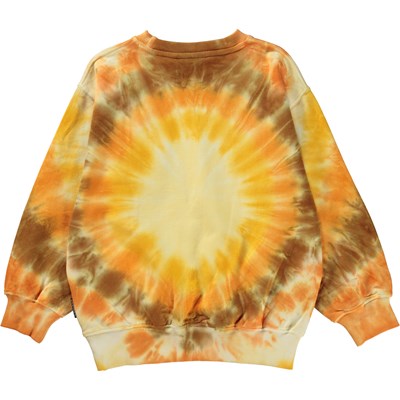 Monti - Sun Dye - Yellow organic sweatshirt with tie-dye sun print - Molo