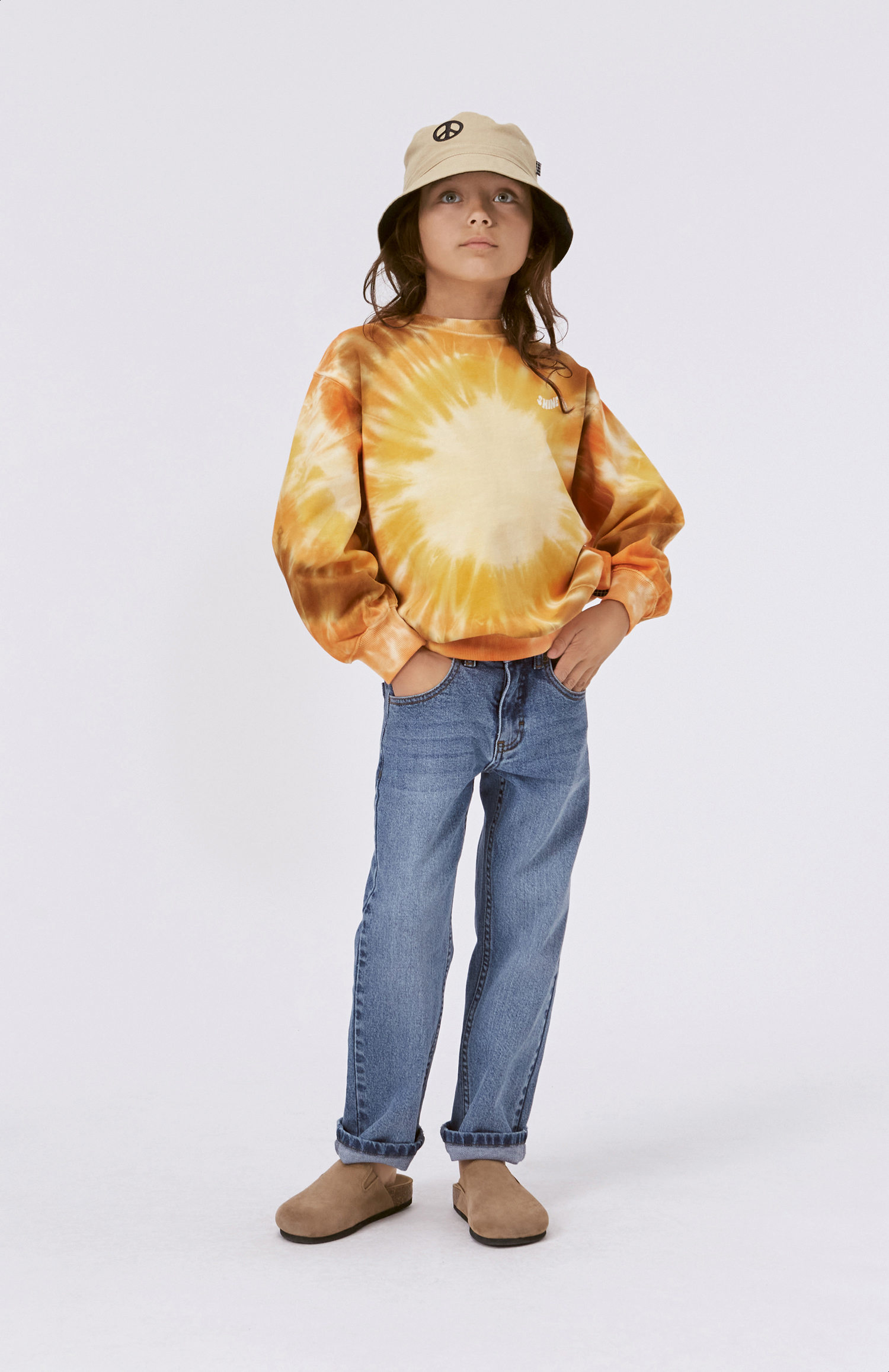 Monti - Sun Dye - Yellow organic sweatshirt with tie-dye sun print - Molo