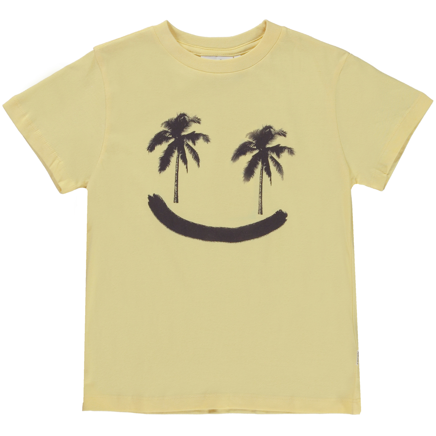 Rame - Popcorn - Gele biologische t-shirt met palmbomen smiley - Molo