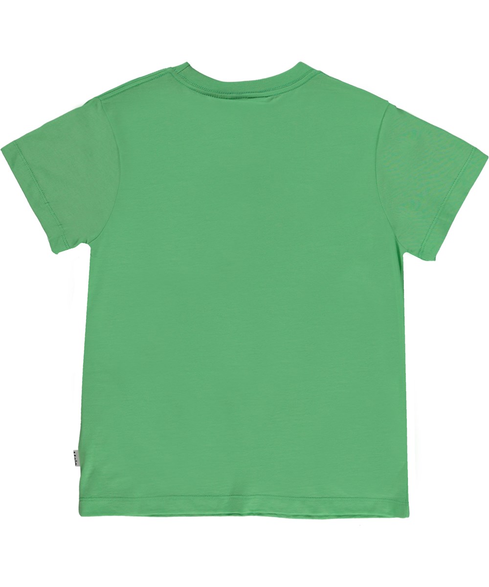 Rame - Crisp Green - Green organic t-shirt with palm tree smiley face ...