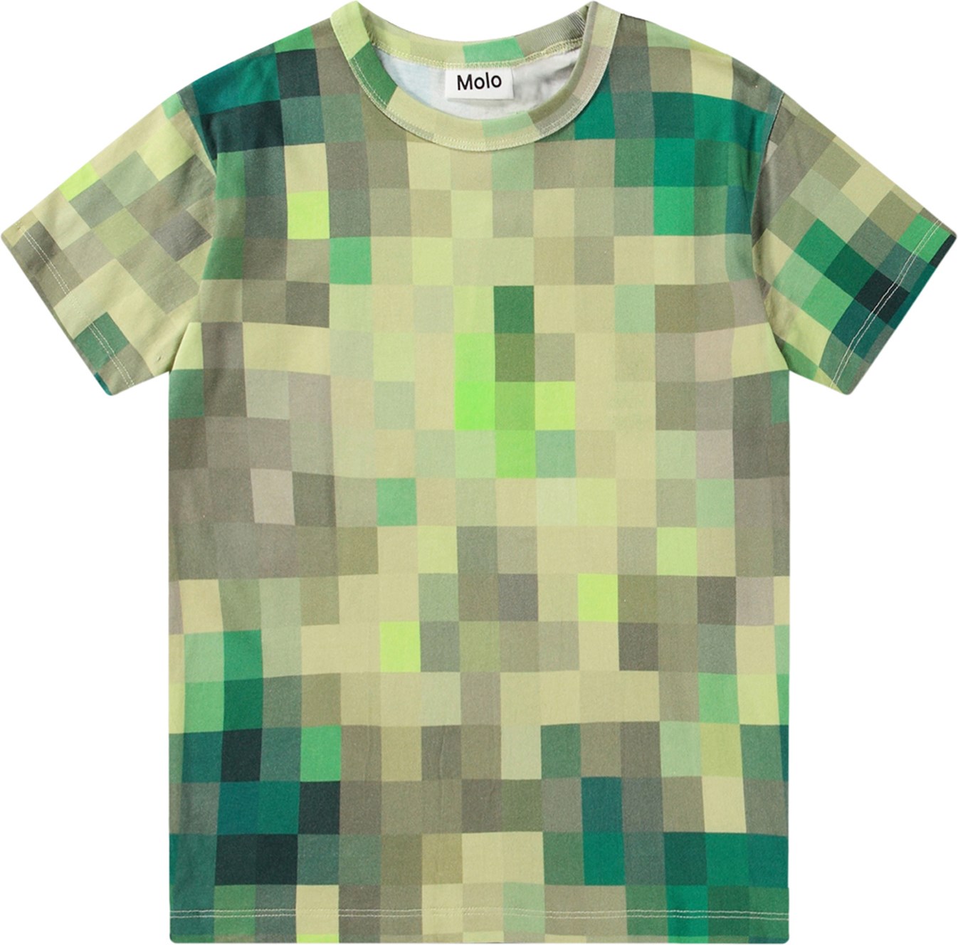 Riley - Green Pixels - Green T-shirt in organic cotton with all-over ...
