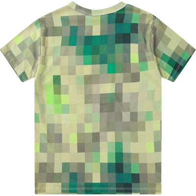 Riley - Green Pixels - Green T-shirt in organic cotton with all-over ...