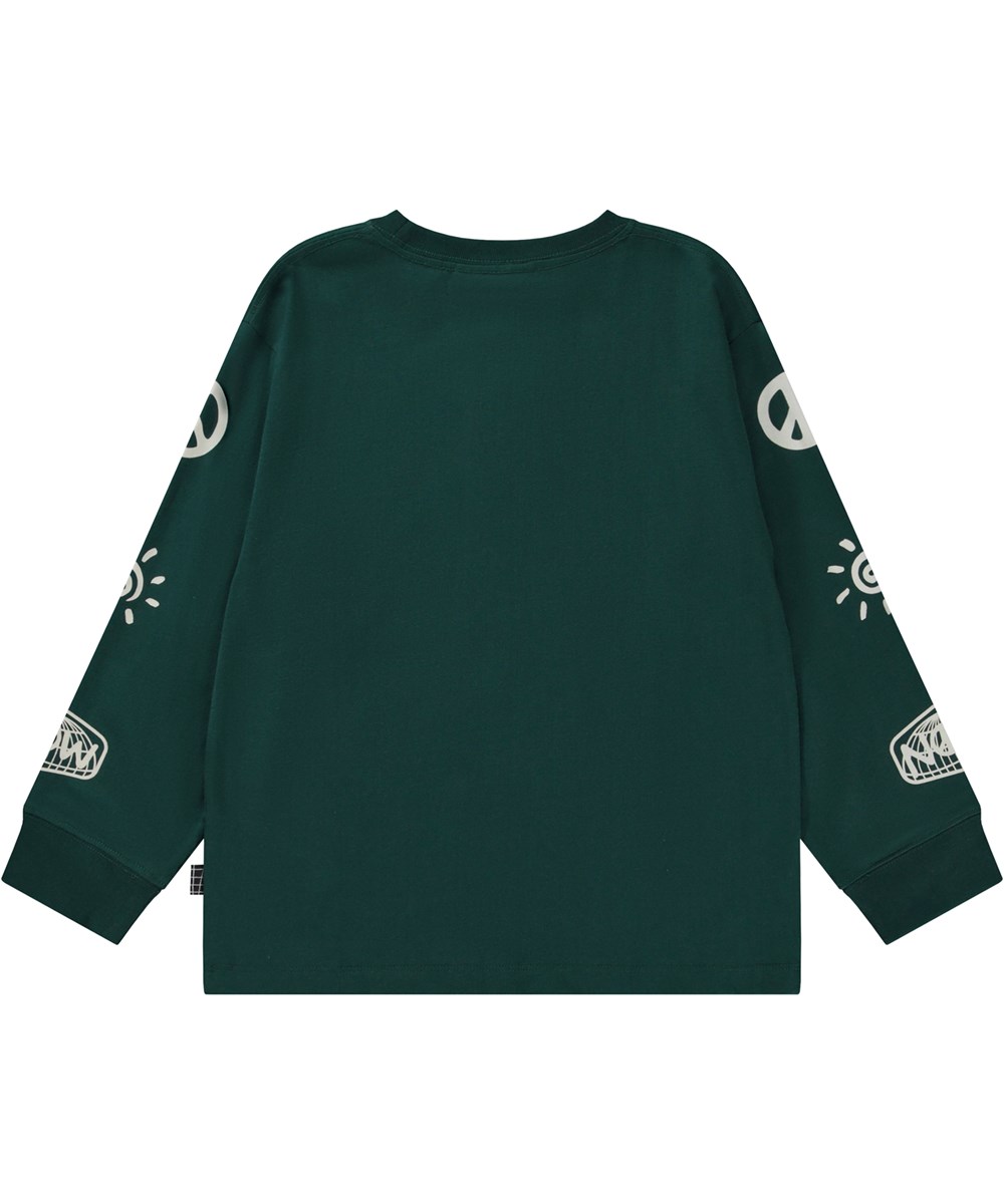 Rube - Symbols - Dark green organic t-shirt with long sleeves and white ...
