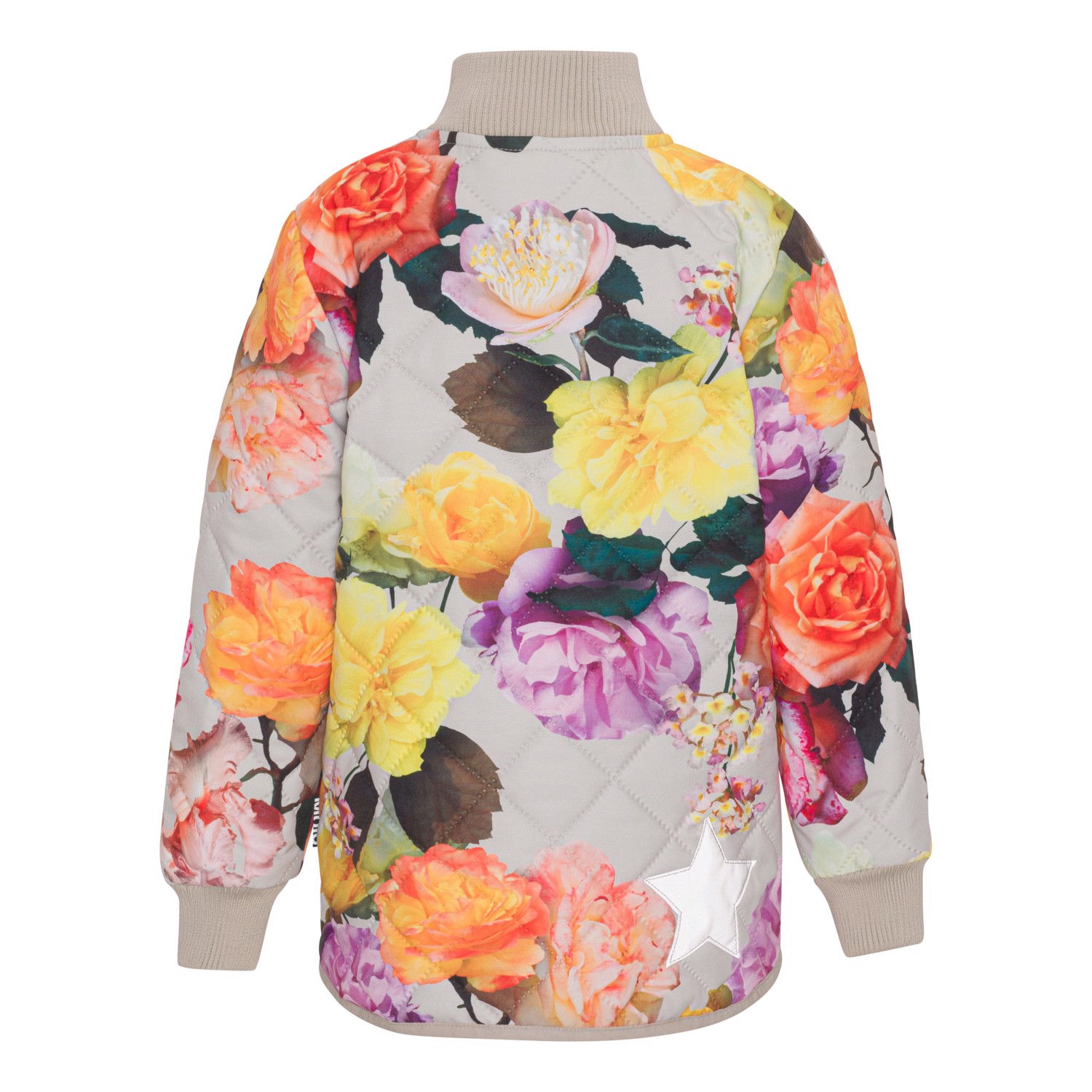 Husky - Rose Park Grey - Grijze thermische jas met grote bloemenprint ...