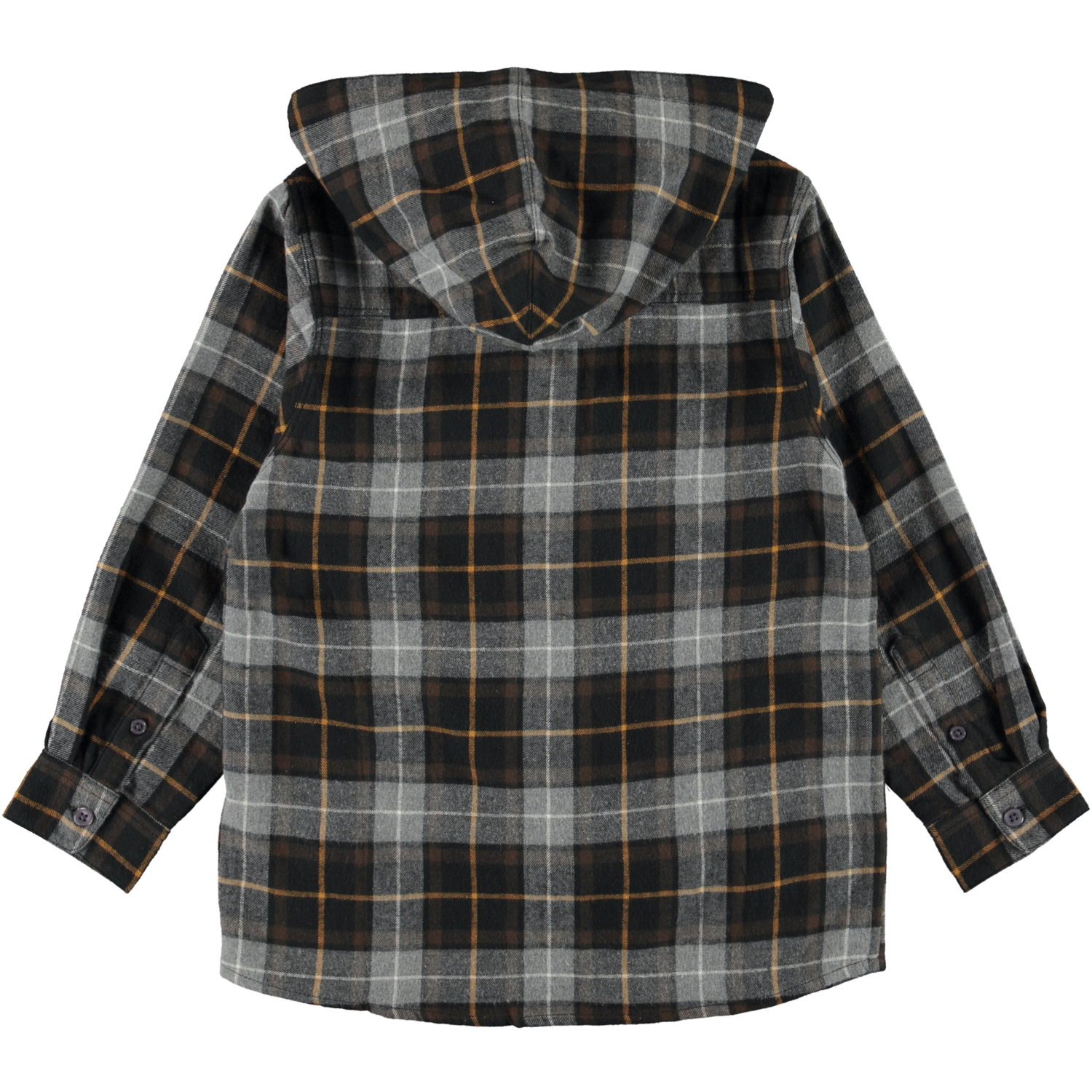 Rizz - Grey Brown Check - Plaid shirt with hood - Molo