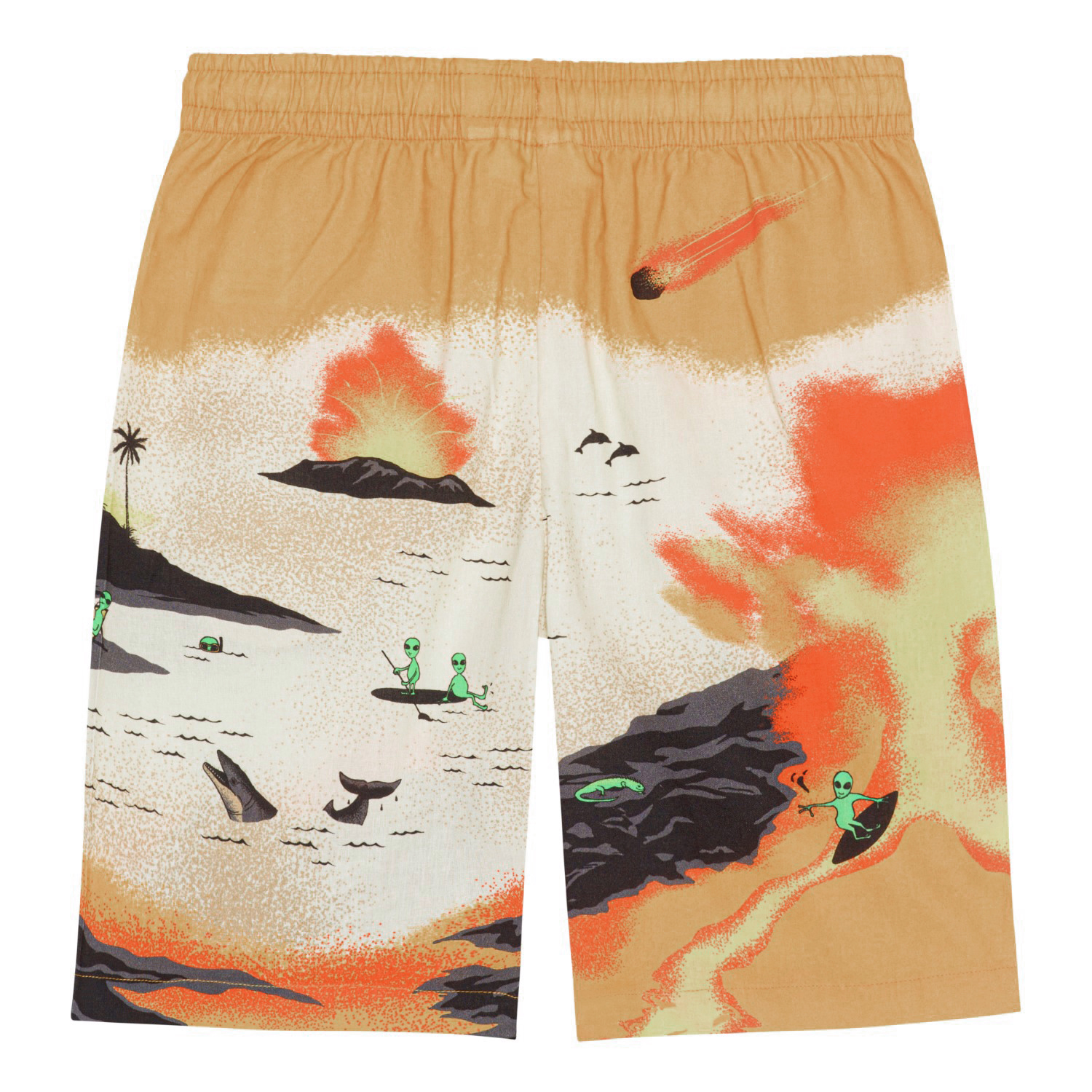 Adi - Alien Tourists - Yellow and sand coloured, organic shorts with ...