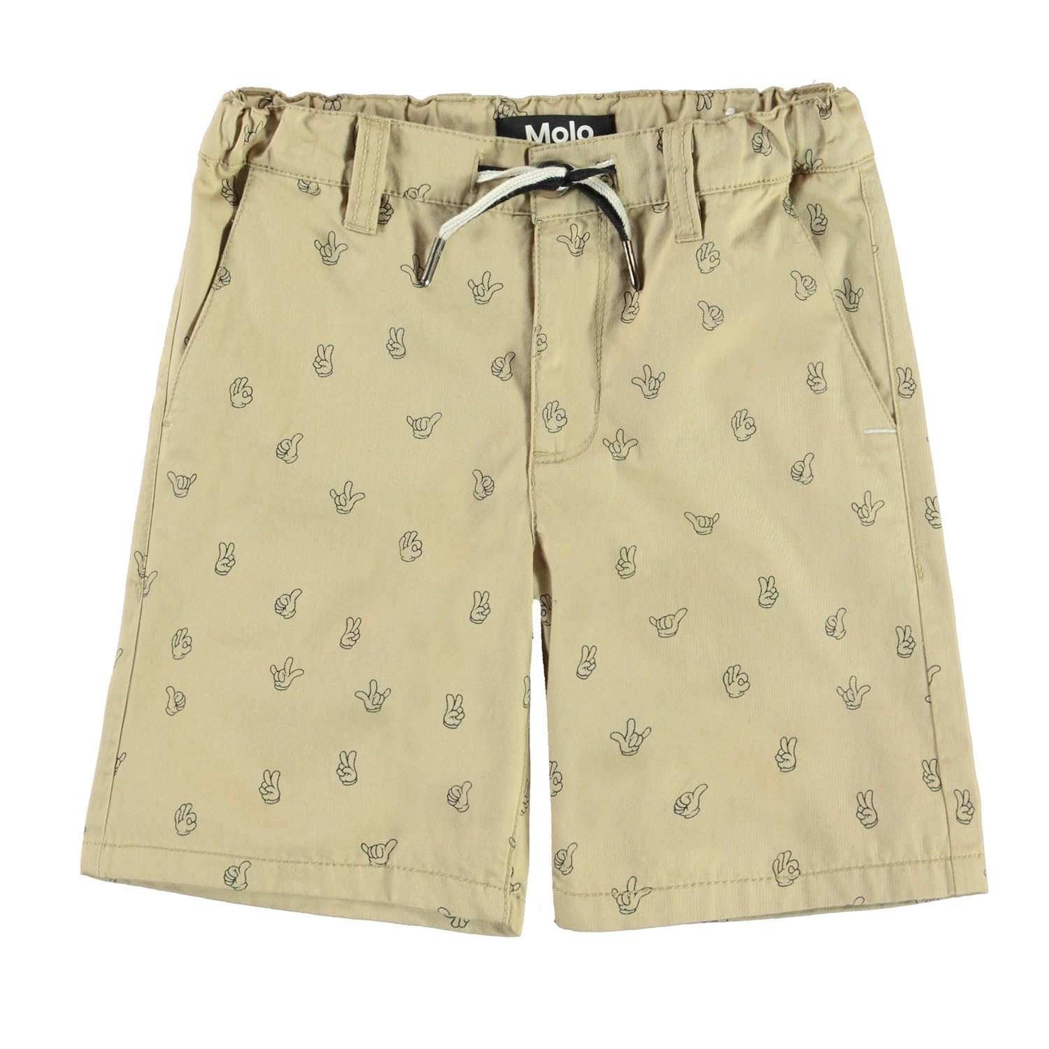 Ajvin - Mini Hands - Beige shorts with hand sign print - Molo