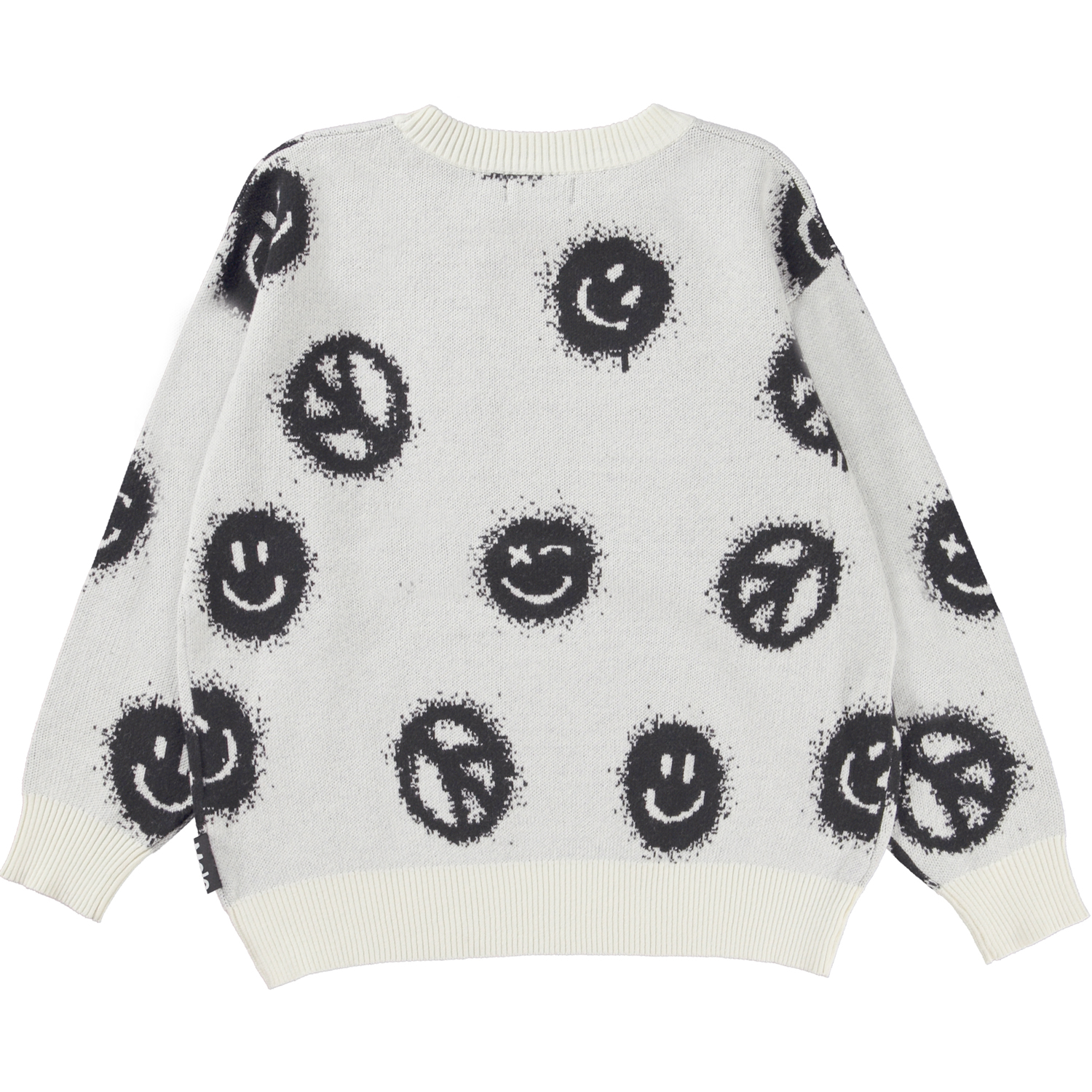 Bello - Peace Knit - White knit jumper with smiley faces and peace - Molo