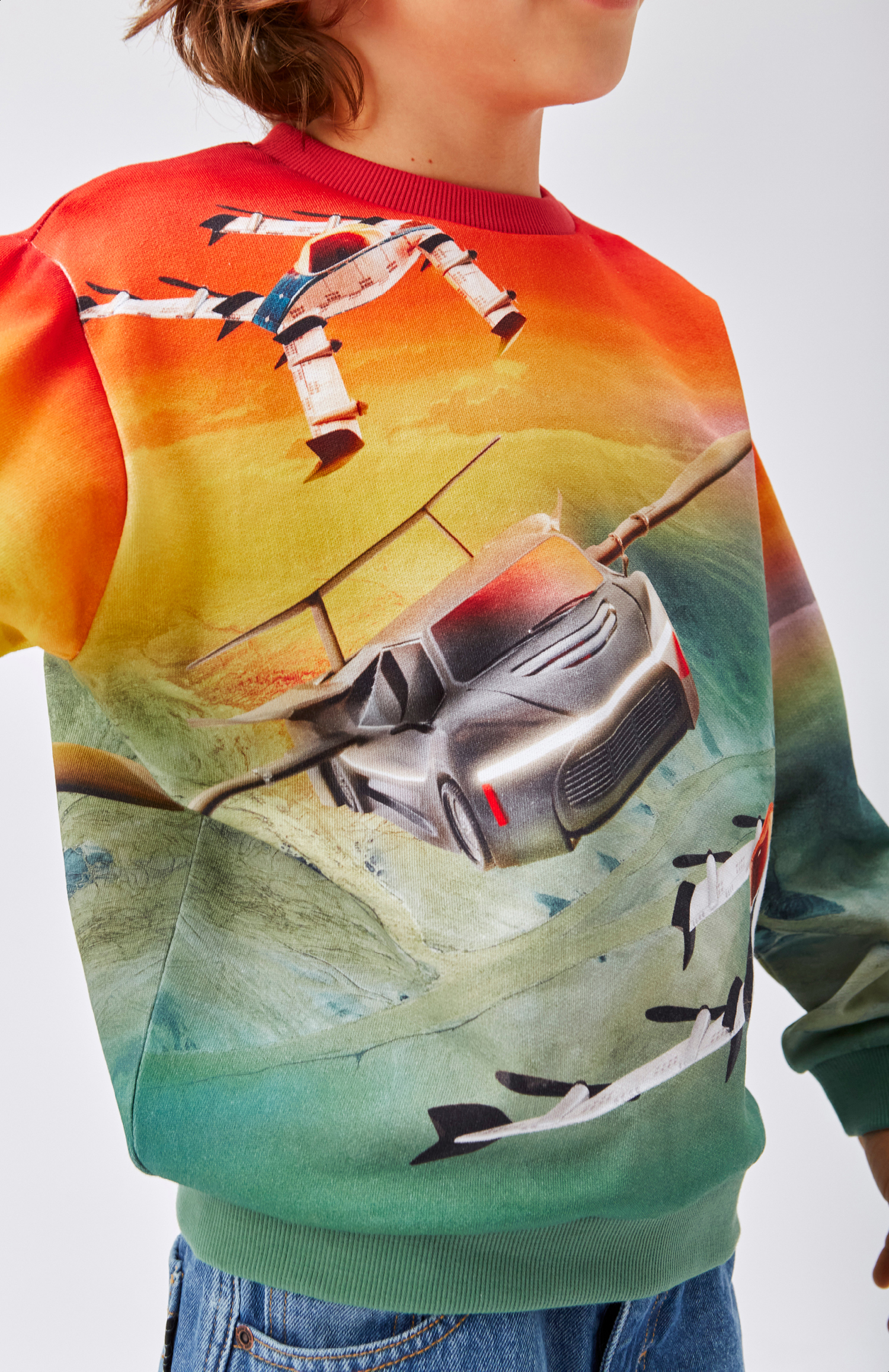 Miksi - Flying Cars - Organic sweatshirt with flying car print - Molo