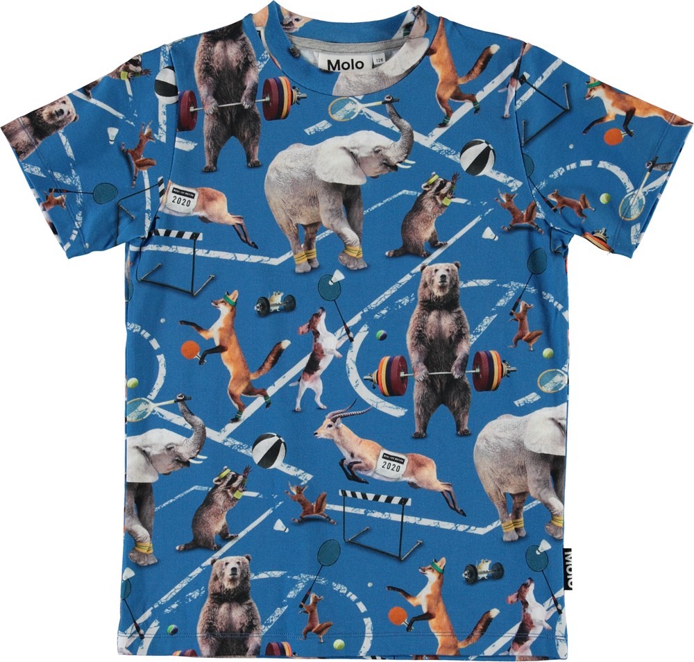 Ralphie - Athletic Animals - Light blue organic t-shirt with sports ...