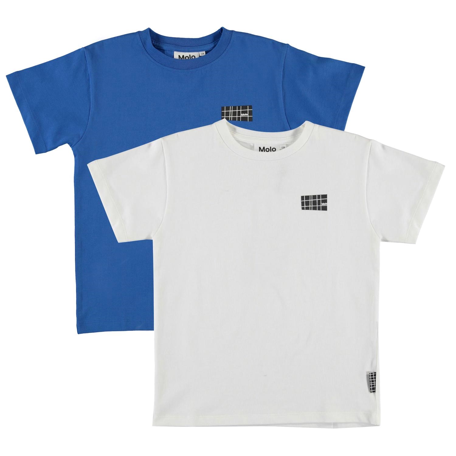 Rasmus 2-Pack - Cobalt - Organic, 2-pack blue and white t-shirt - Molo