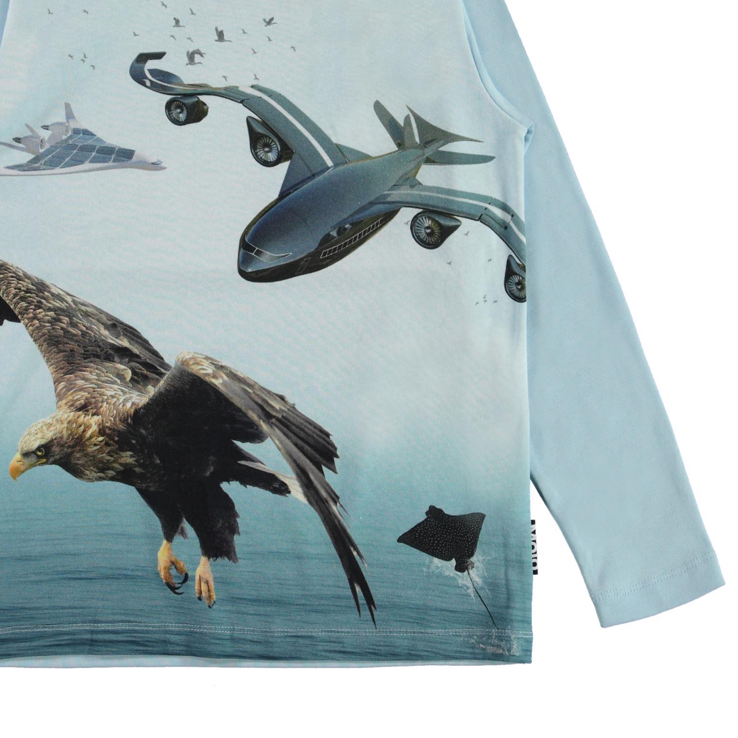 Reif - Biomimicry - Blue organic top with eagle and airplane print - Molo