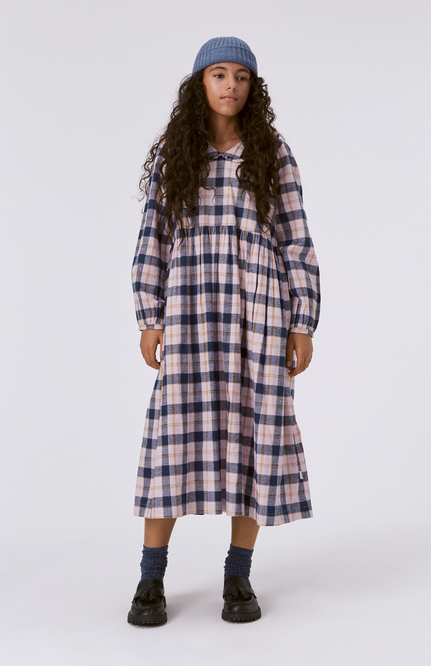 Corlissa - Alpine Check - Rosa midiklänning med rutor och "peter pan ...