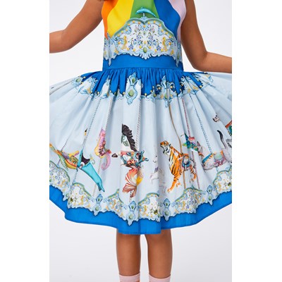 Caisi - Sea Carousel - Sleeveless dress with circular skirt in organic ...