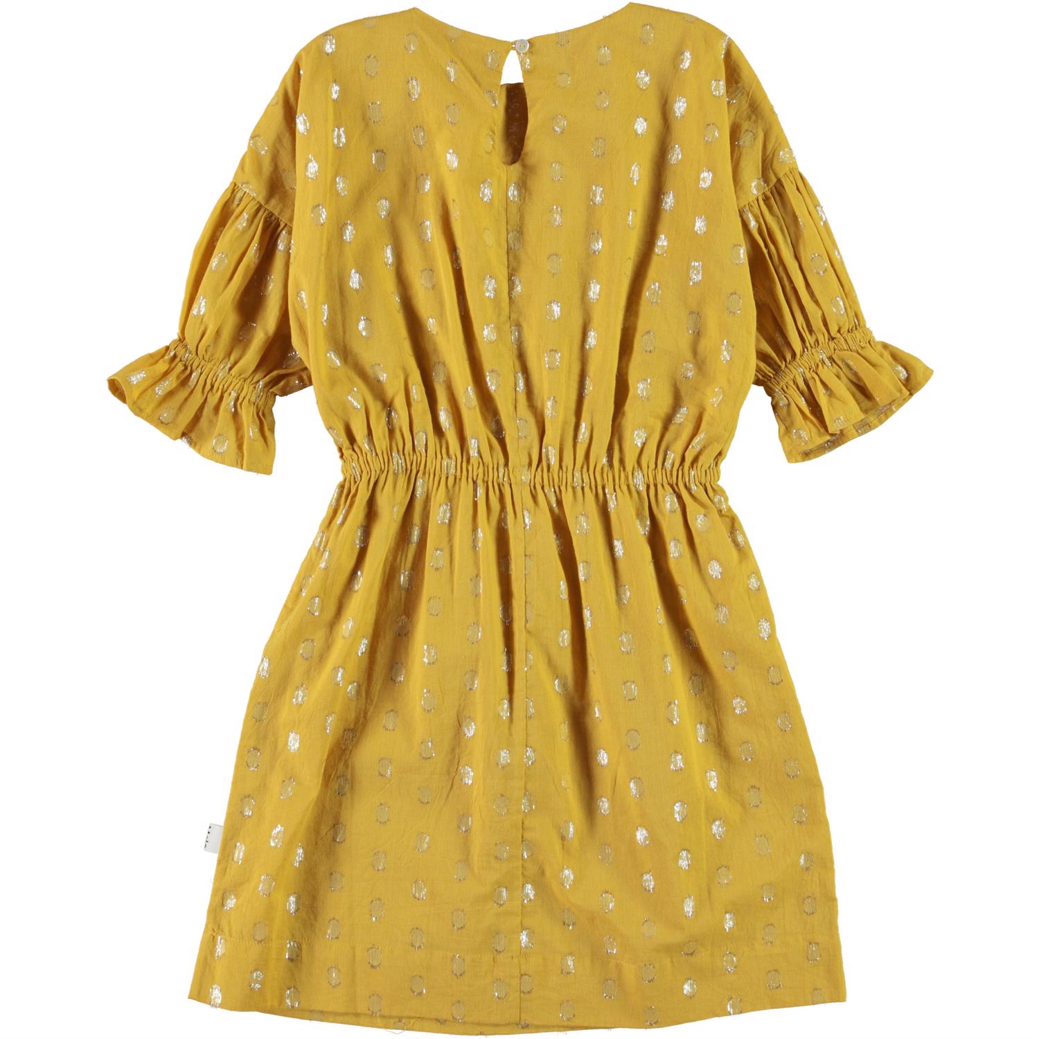 Carlys - Nugget Gold - Yellow dress with gold dots - Molo