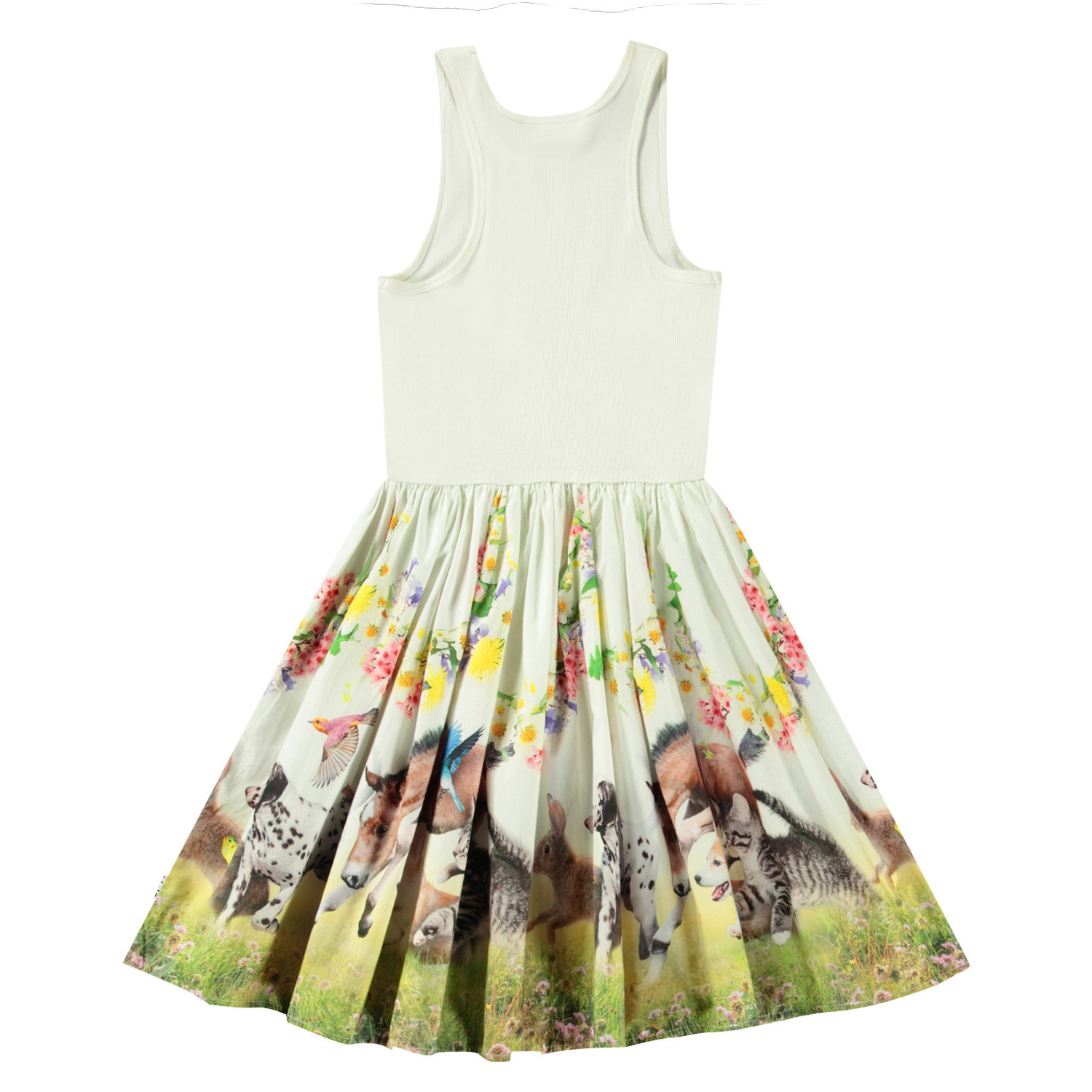 Cassandra - Joy Run - Off-white dress for children in organic cotton with a snug ribbed jersey ...
