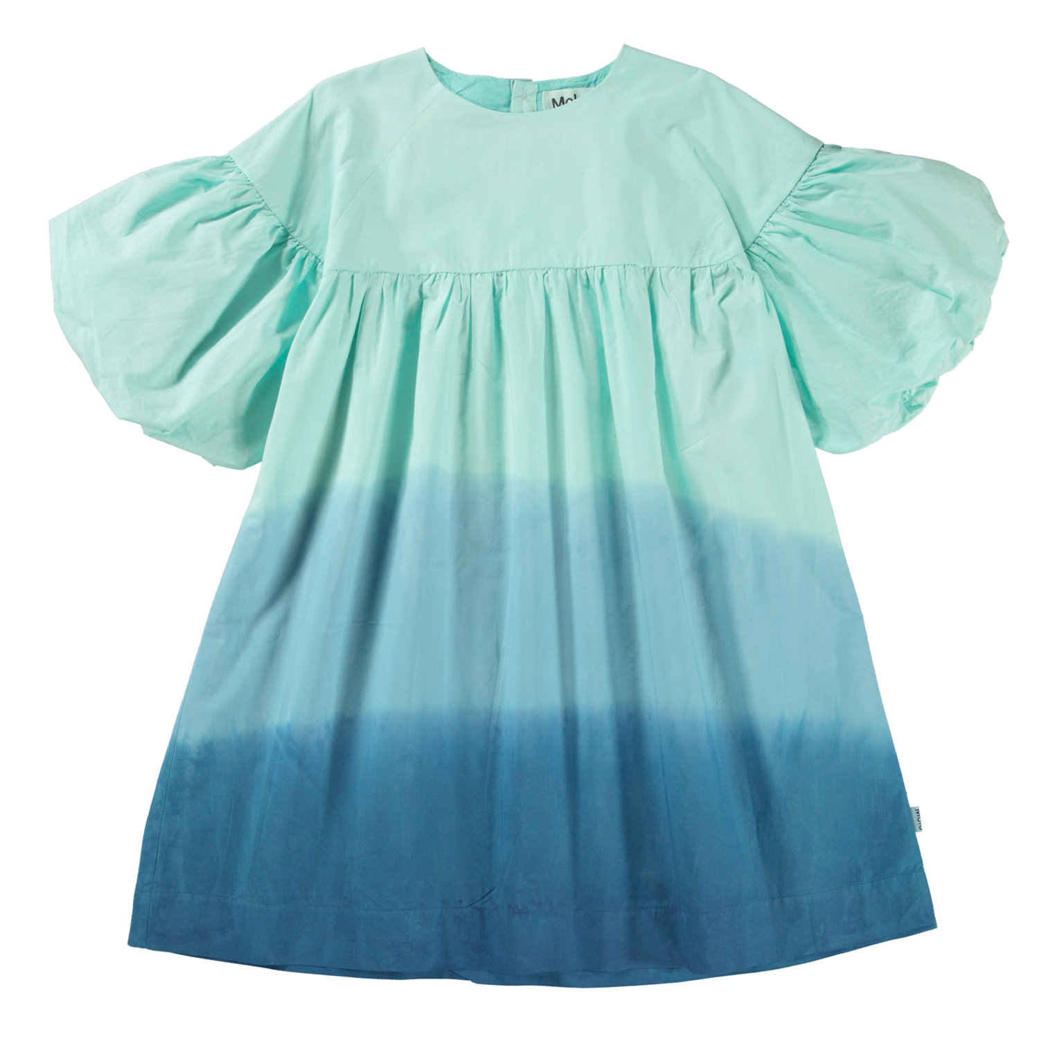 Catherine - Blue Dip Dye - Organic knee length dress in blue dip dye ...