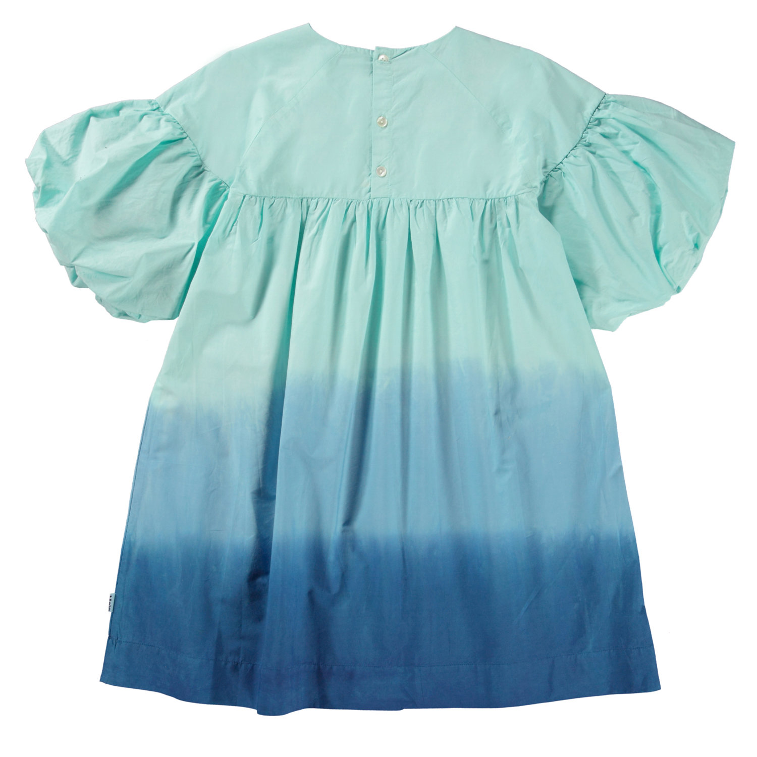 Catherine - Blue Dip Dye - Organic knee length dress in blue dip dye ...