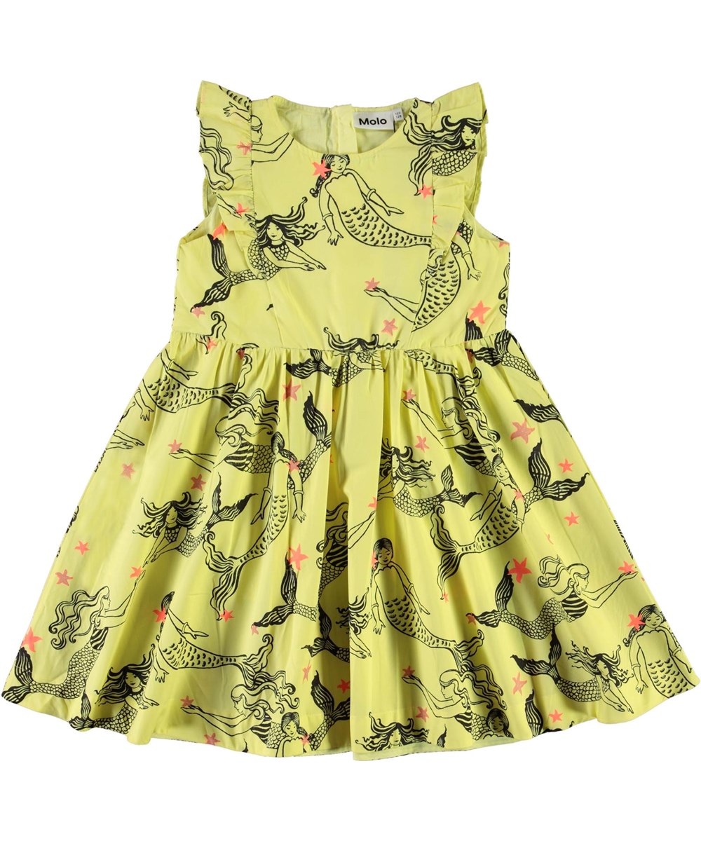 Chika - Mermazing - Yellow organic dress with mermaids - Molo