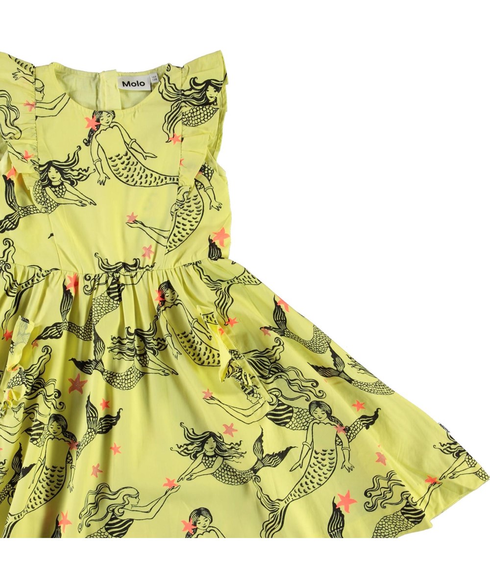 Chika - Mermazing - Yellow organic dress with mermaids - Molo