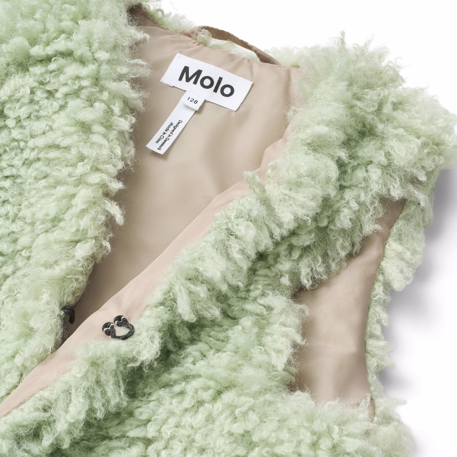 Hatcha - Menthe - Light green fluffy vest made of teddy for children ...